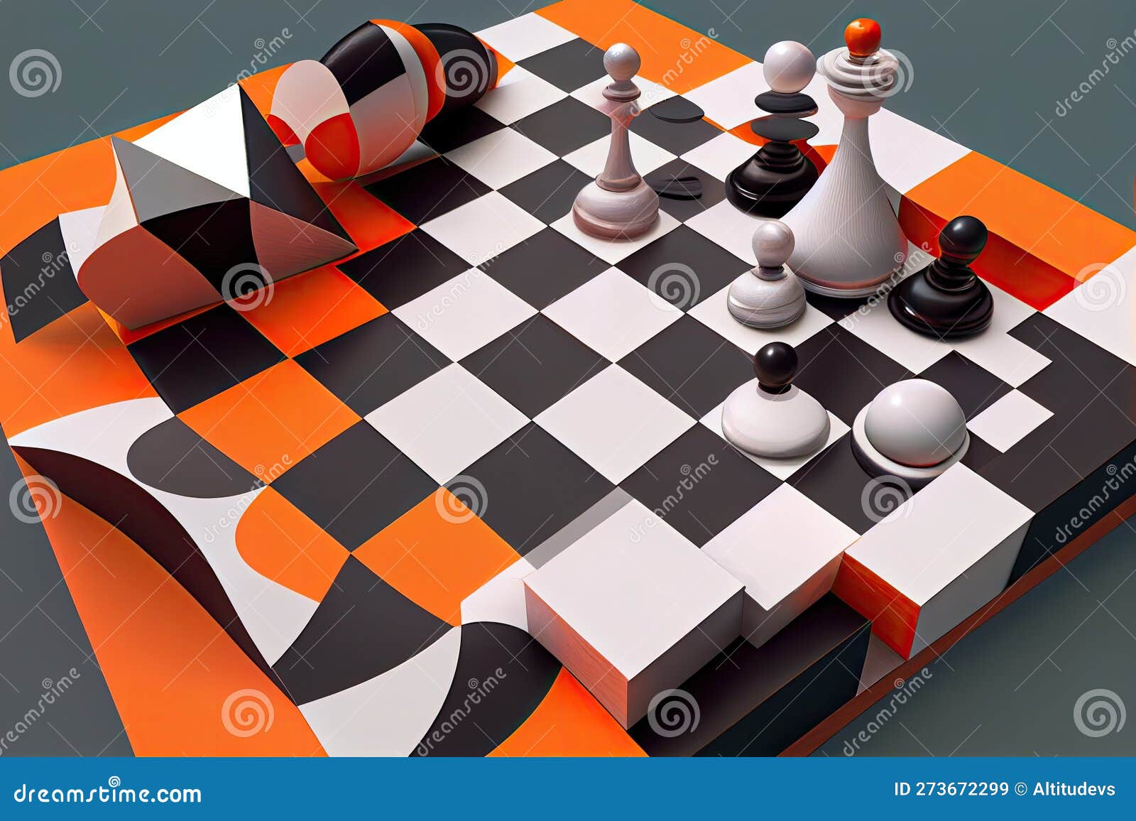 Abstract Chessboard, with Pieces of Different Shapes and Sizes Stock ...