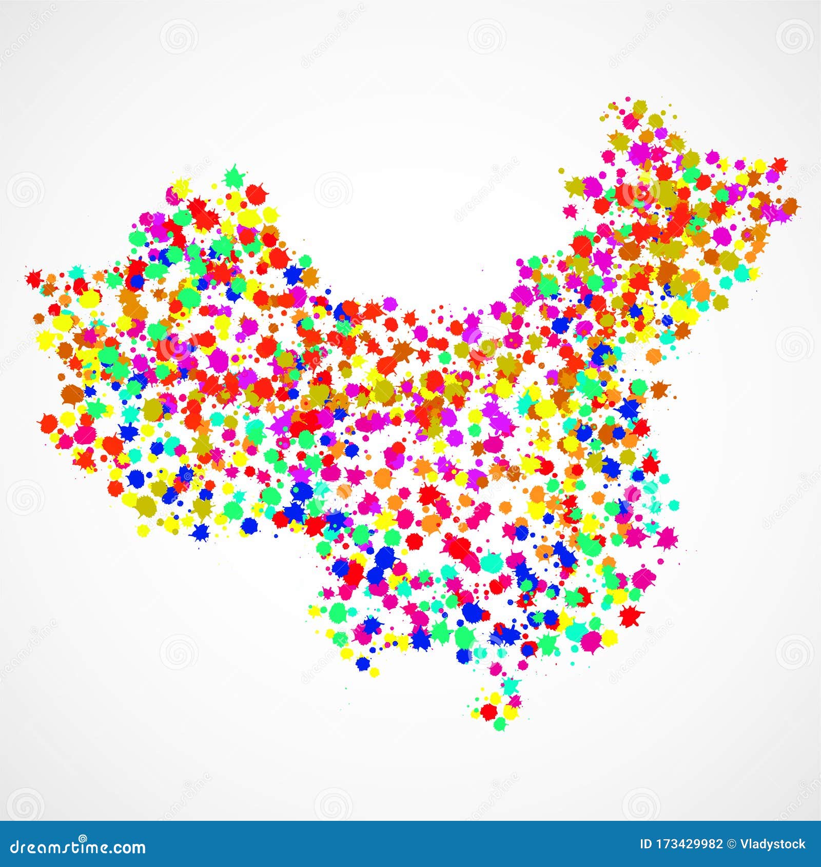 Abstract China Map of Colorful Ink Splashes, Grunge Splatters Stock ...
