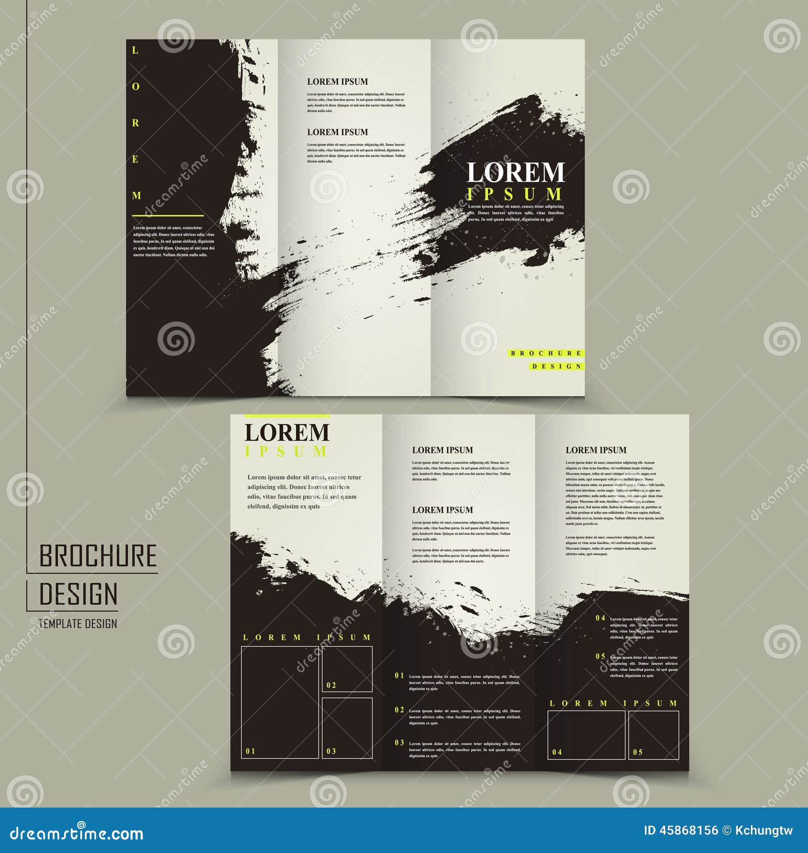 Abstract Chinese Calligraphy Design for Tri-fold Brochure Stock Vector ...