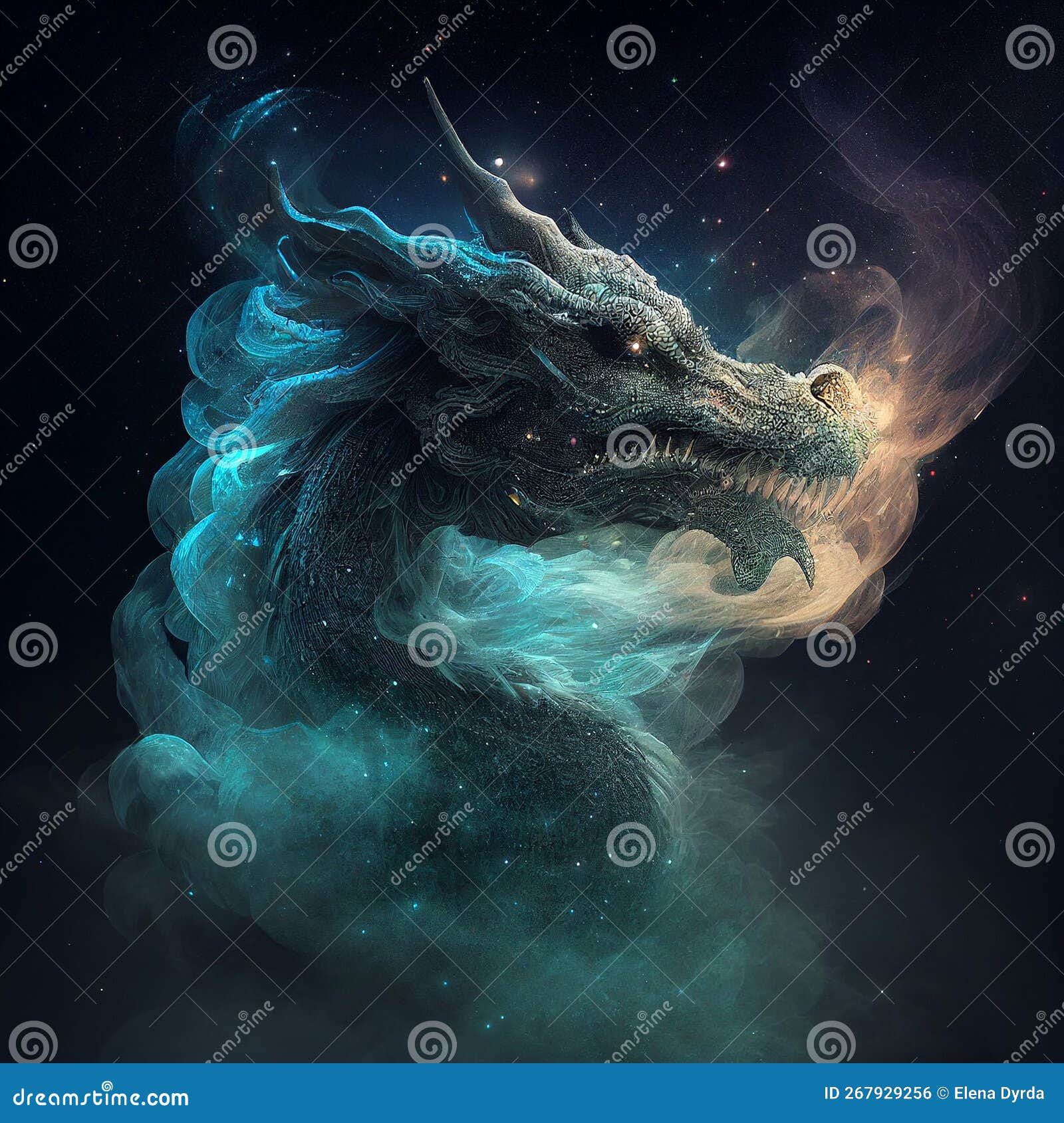 Abstract Chinese Dragon Made Of Stardust, AI Generated Stock Photo ...
