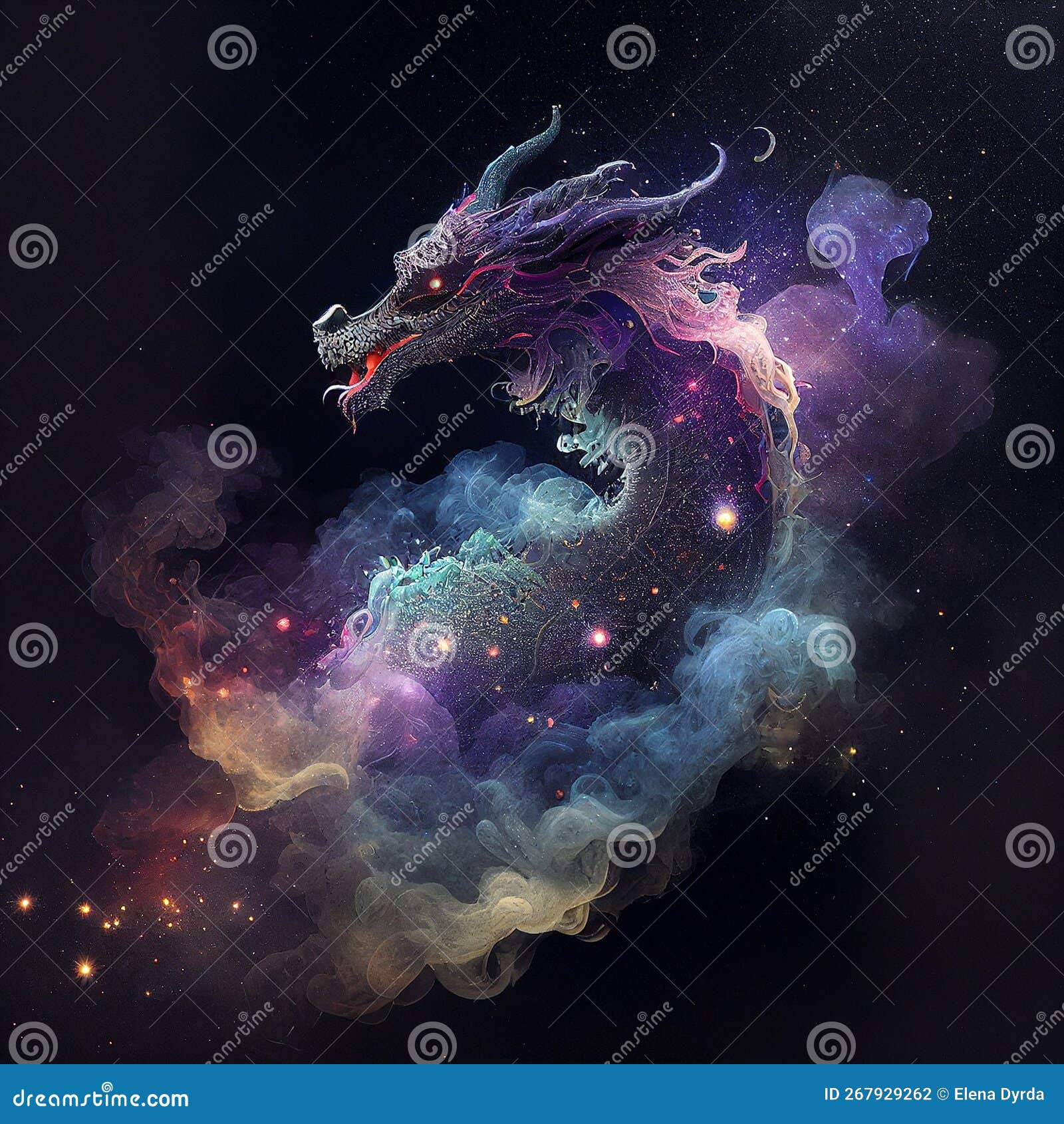 Abstract Chinese Dragon Made of Stardust, AI Generated Stock Photo ...