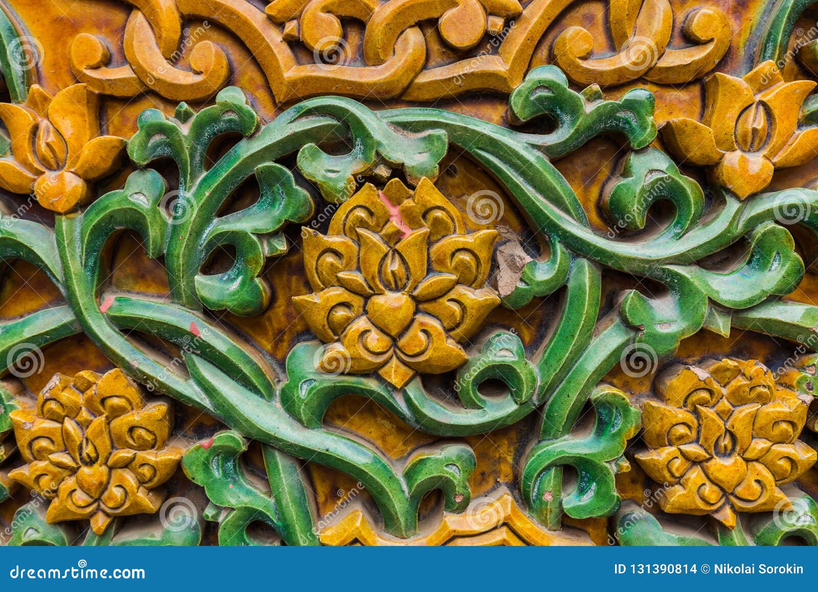 Abstract Chinese Floral Pattern on Wall Stock Photo - Image of backdrop ...