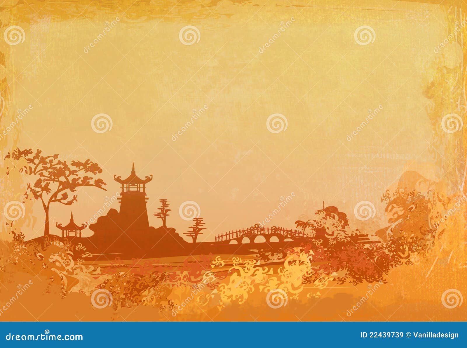 Abstract Chinese landscape stock illustration. Illustration of design ...