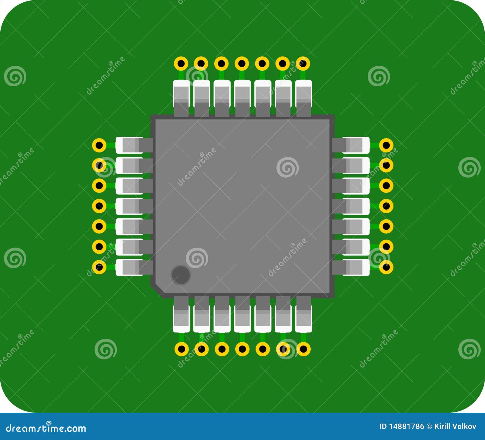 Abstract chip on PCB stock vector. Illustration of hole - 14881786