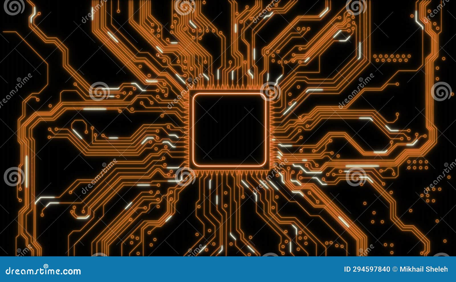 Abstract Chip with PCB Traces on a Transparent Background Stock ...
