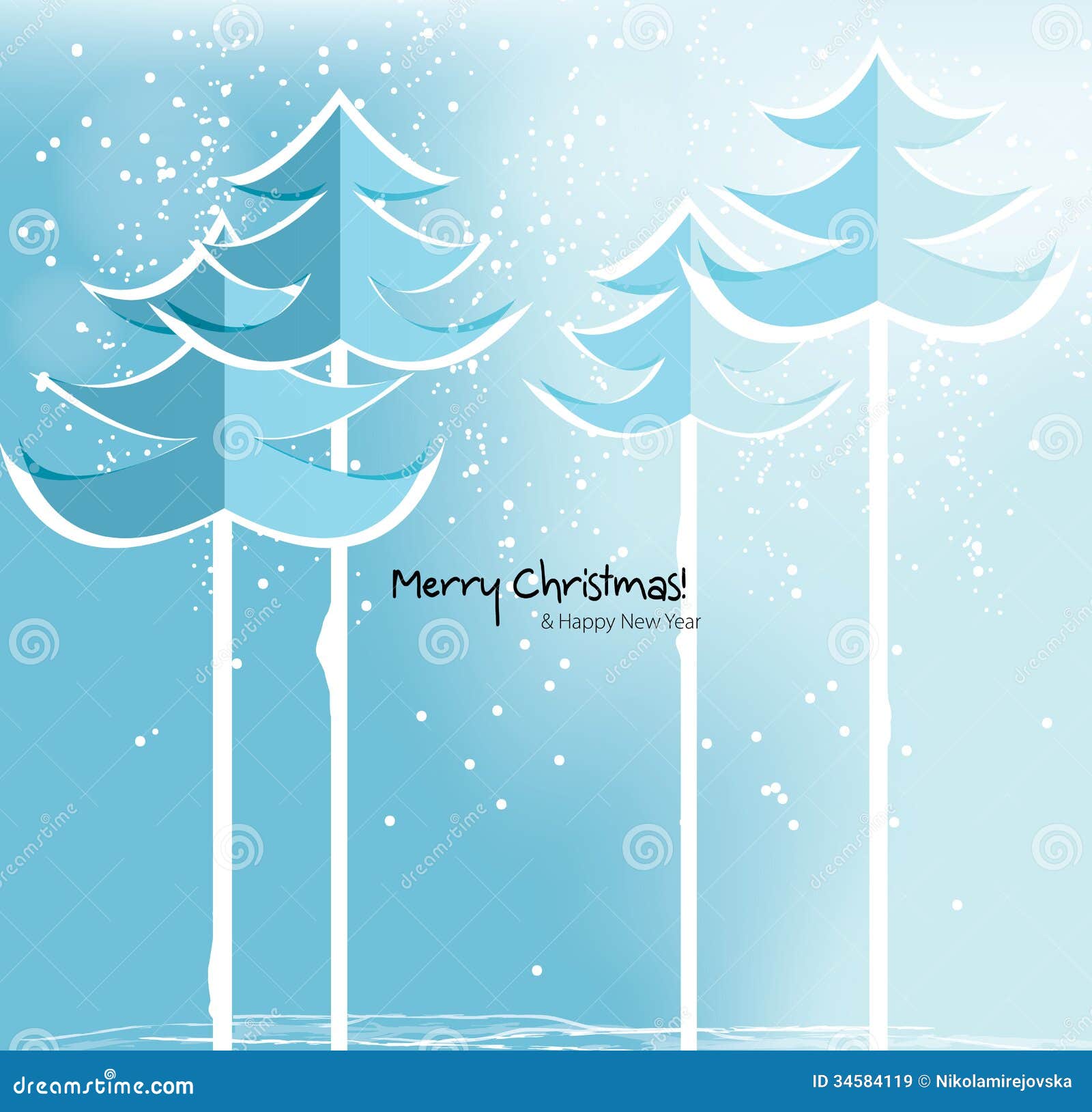 Abstract Christmas Card with Snowy Trees. Stock Illustration ...