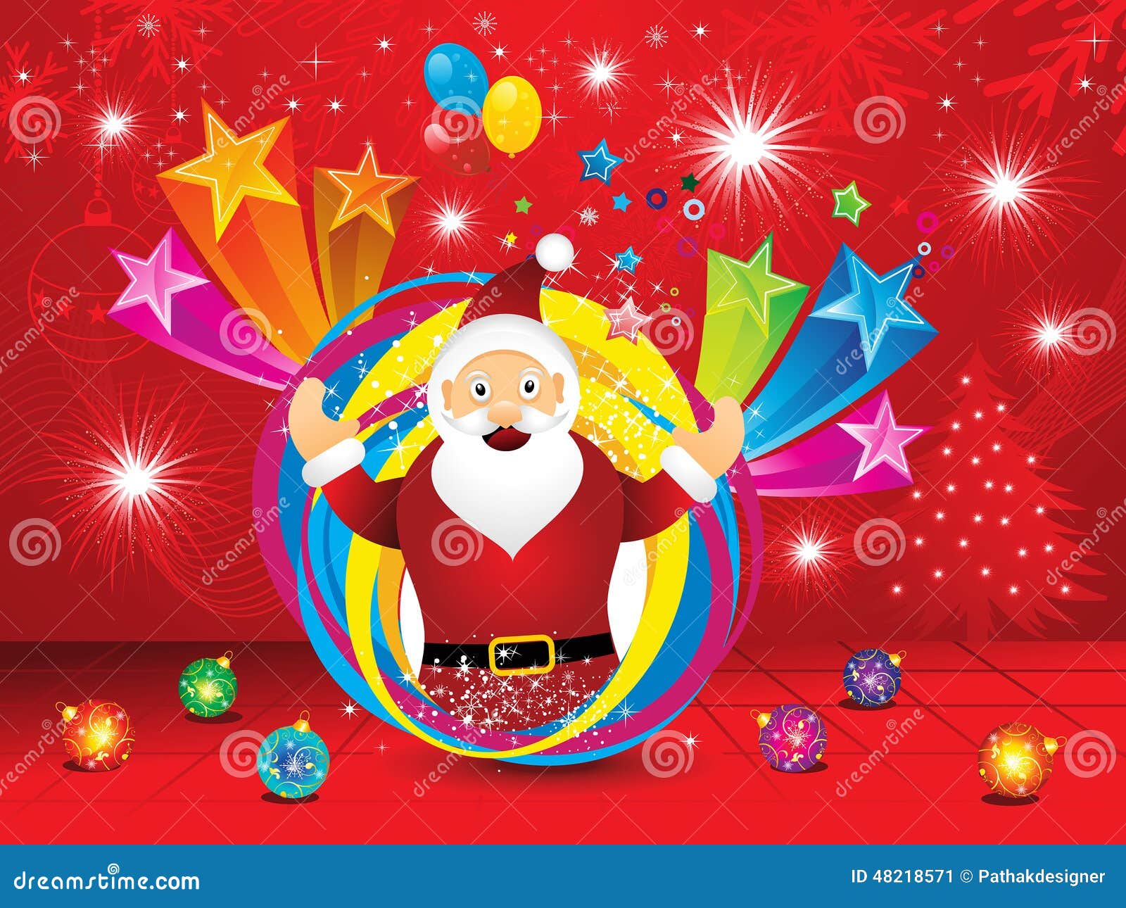 Abstract Christmas Explode Background with Santa Stock Vector ...