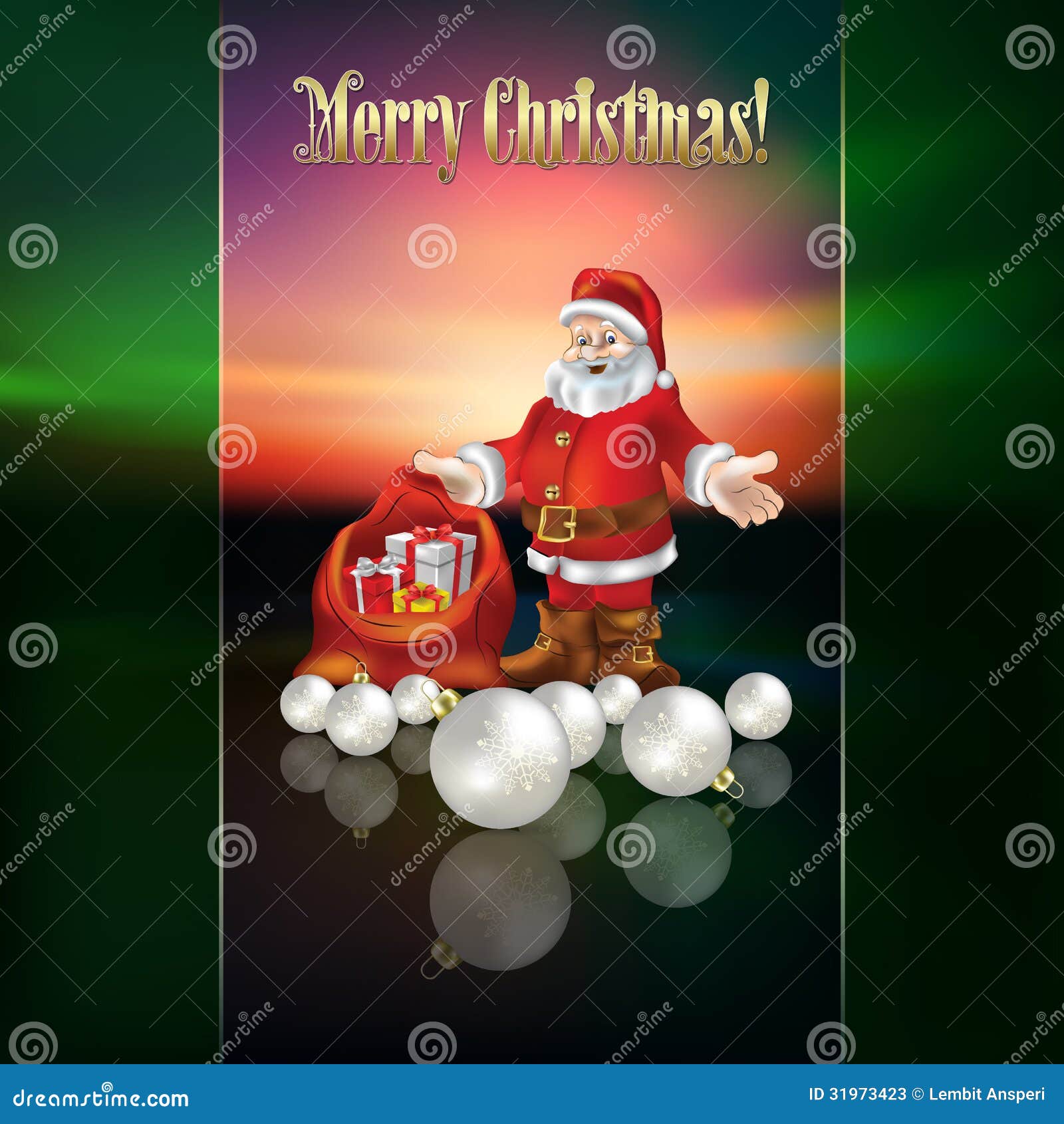 Abstract Christmas Greeting with Santa Claus Stock Vector ...