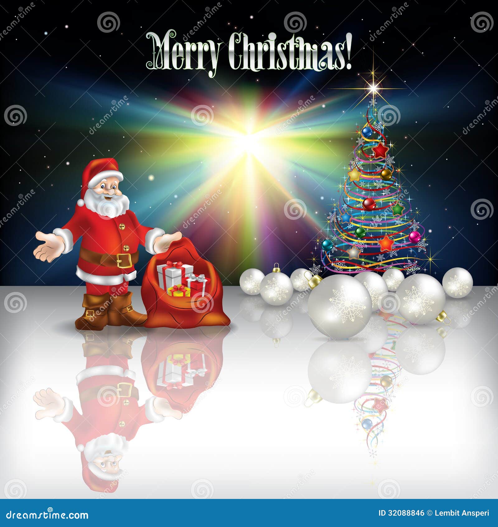 Abstract Christmas Greeting with Santa Claus Stock Vector ...