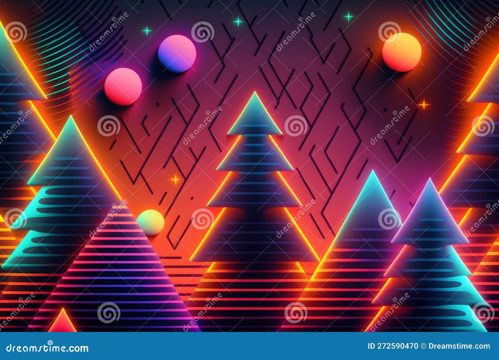 Abstract Christmas Neon Colorful Background in Style of Retro Synthwave ...