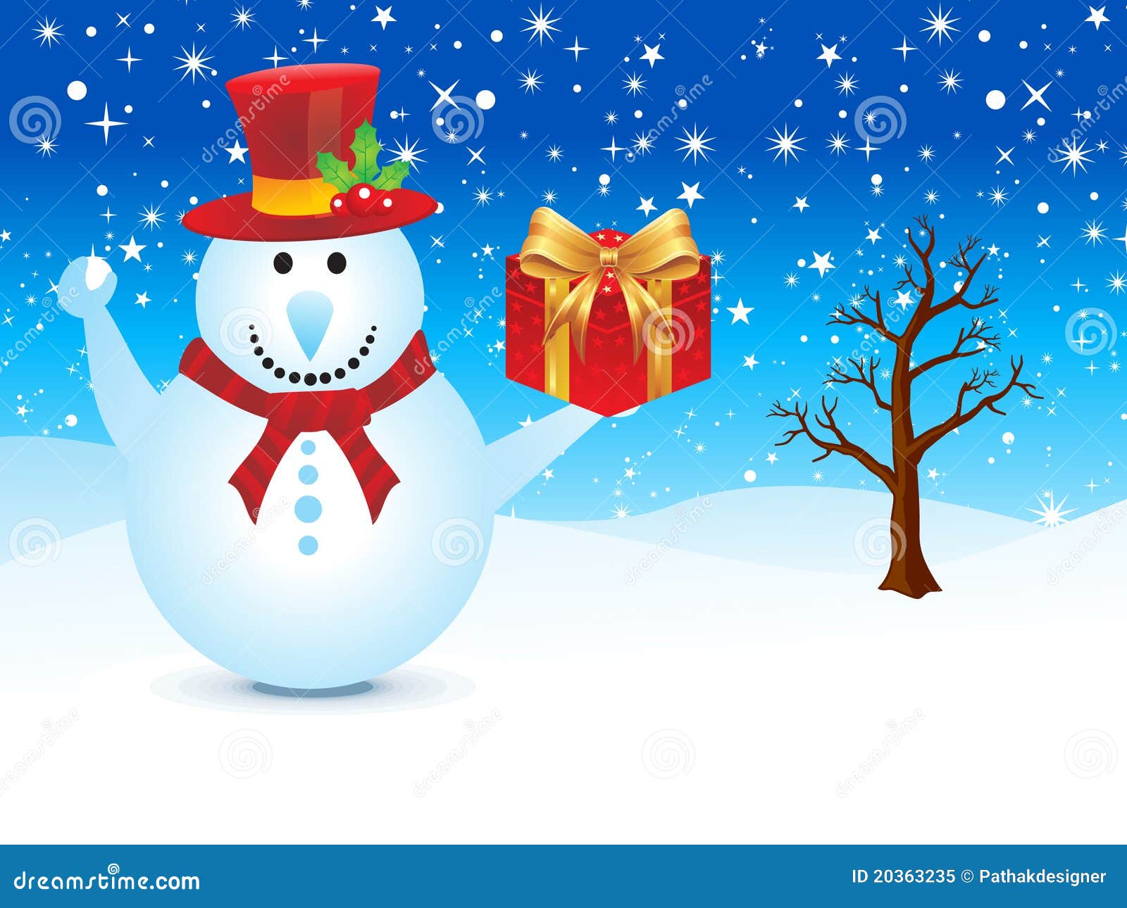 Abstract Christmas Snowman with Gift Stock Vector - Illustration of ...