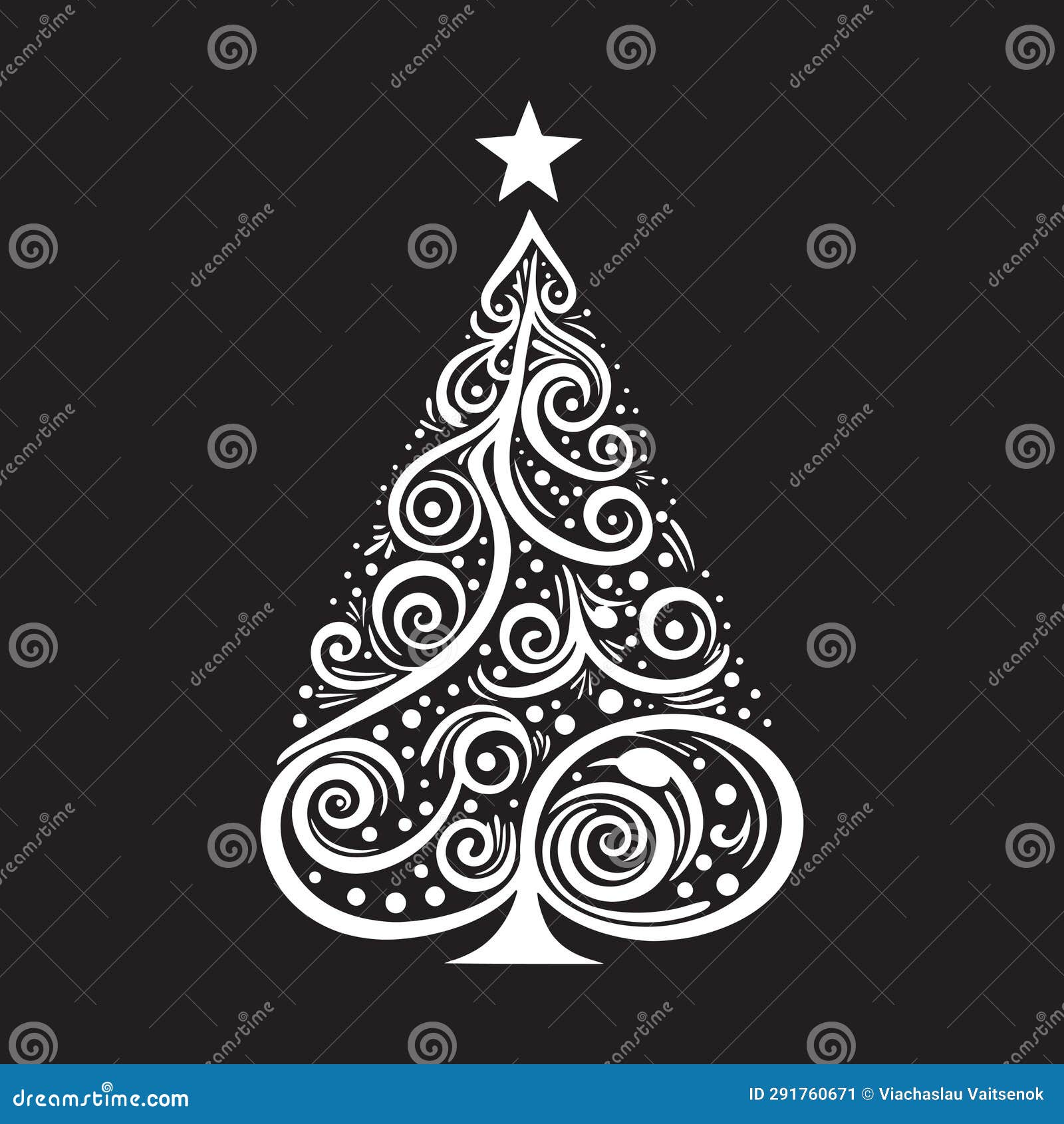 Abstract Christmas Tree Black and White Shape Stock Vector ...