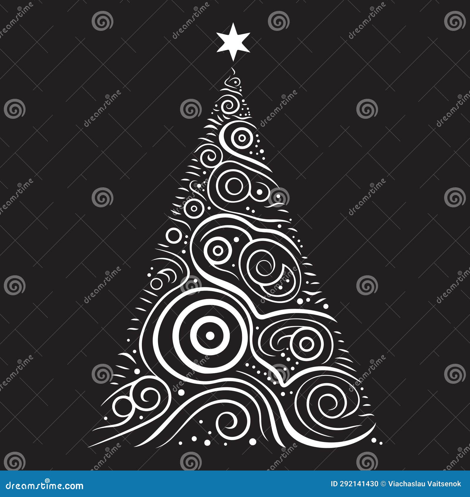 Abstract Christmas Tree Black and White Shape Stock Illustration ...