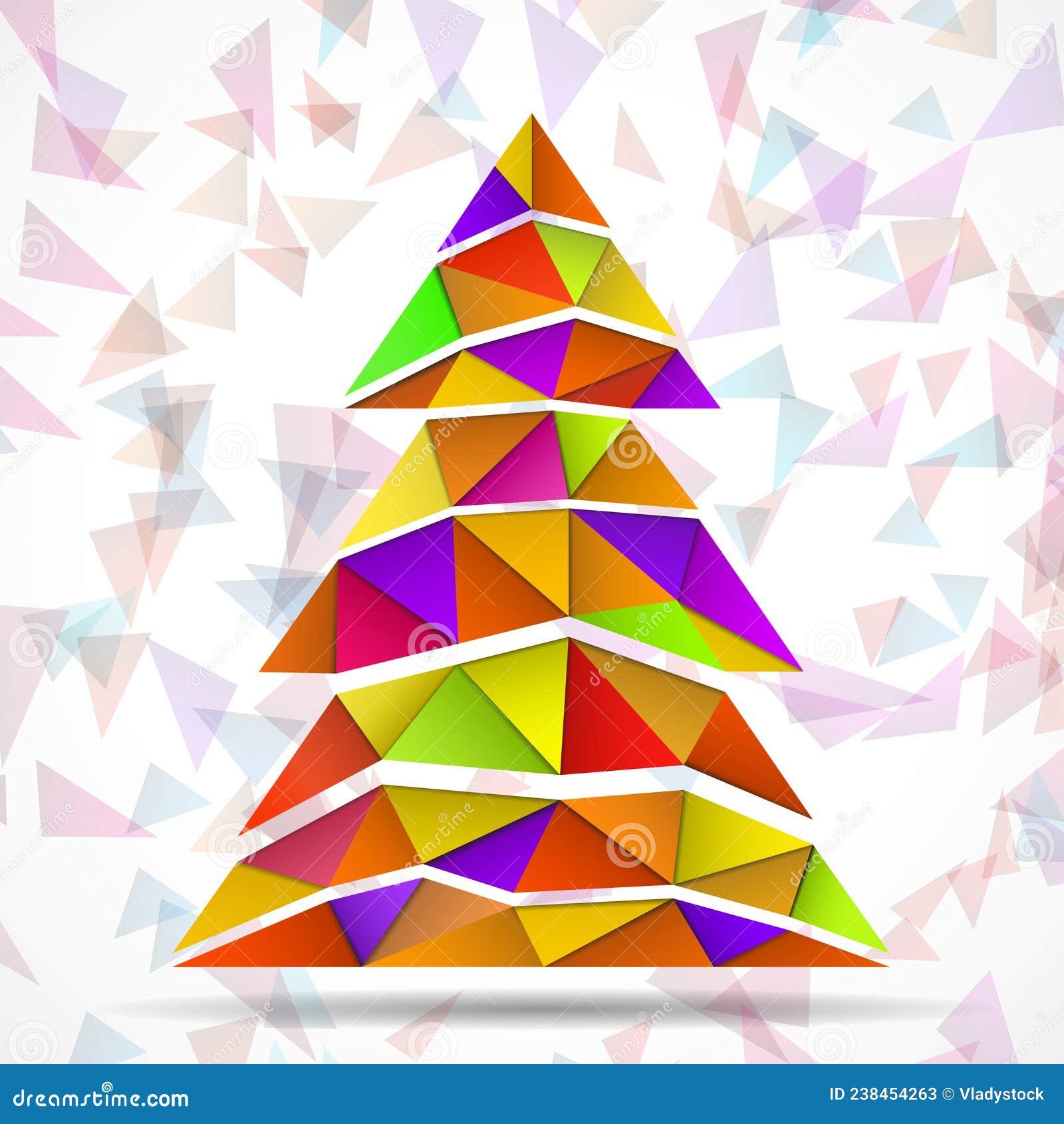 Abstract Christmas Tree with Colorful Triangles Stock Vector ...
