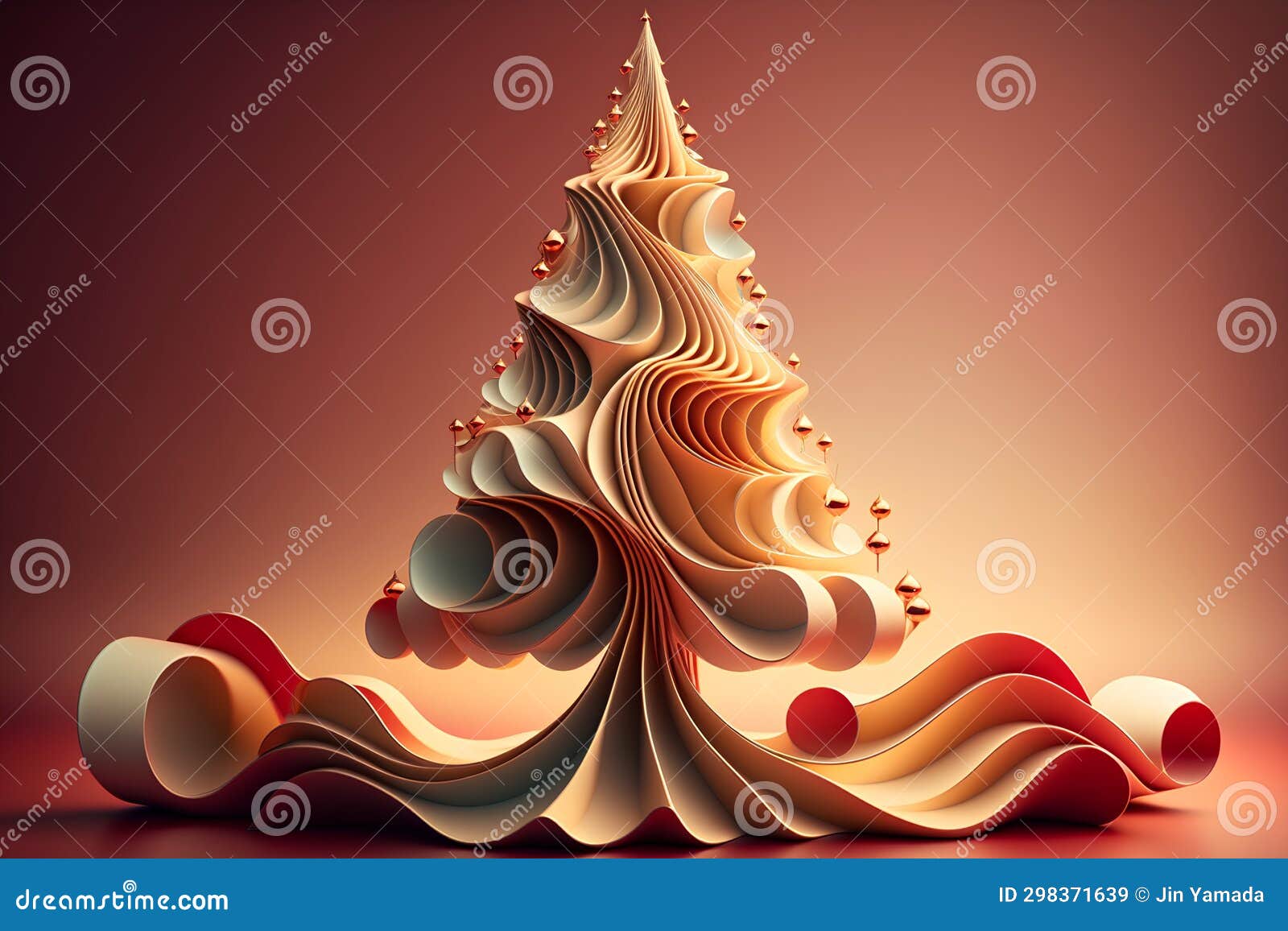 Abstract Christmas Tree. 3D Illustration. Red and Gold Colors Stock Illustration - Illustration ...
