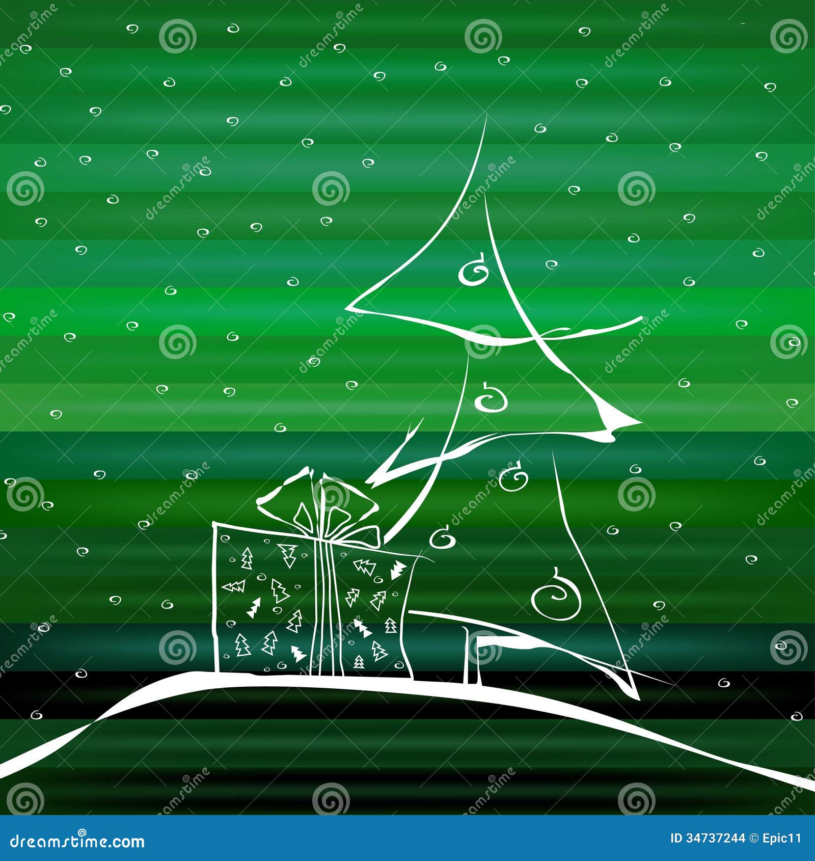 Abstract Christmas Tree on Green Background Stock Vector - Illustration ...