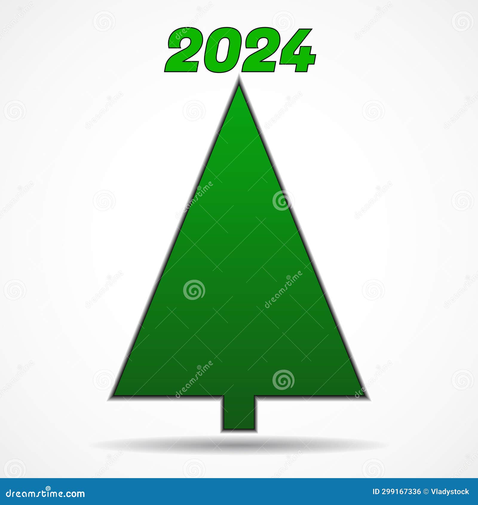 Abstract Christmas Tree 2024 Isolated on White Background Stock ...