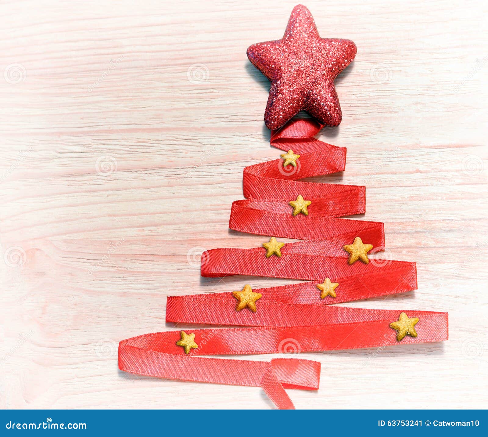 Abstract Christmas Tree Made from Red Ribbon Stock Image - Image of ...