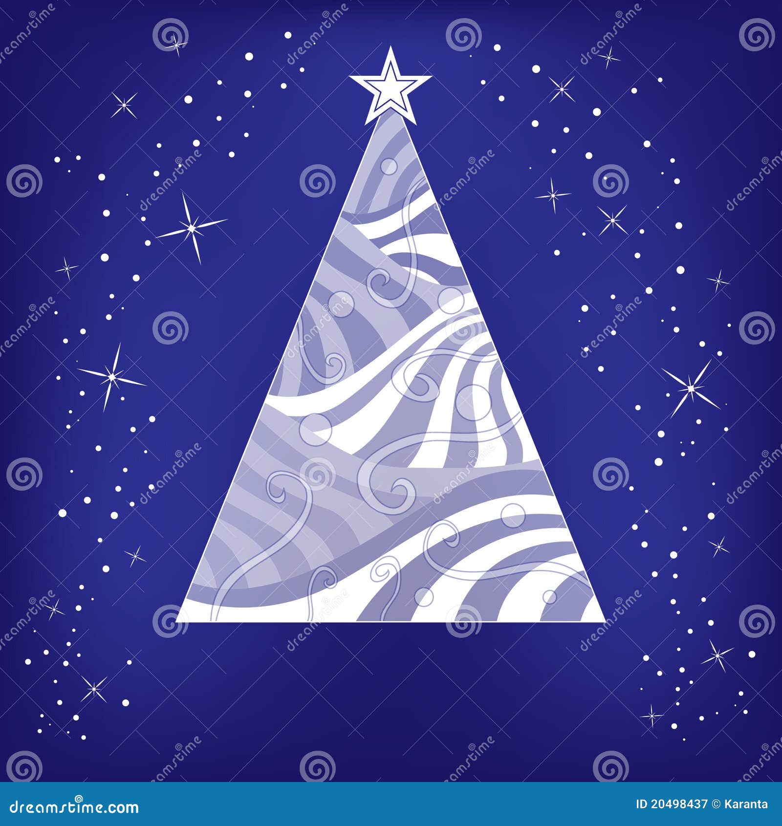 Abstract Christmas Tree and Stars Background Stock Illustration ...