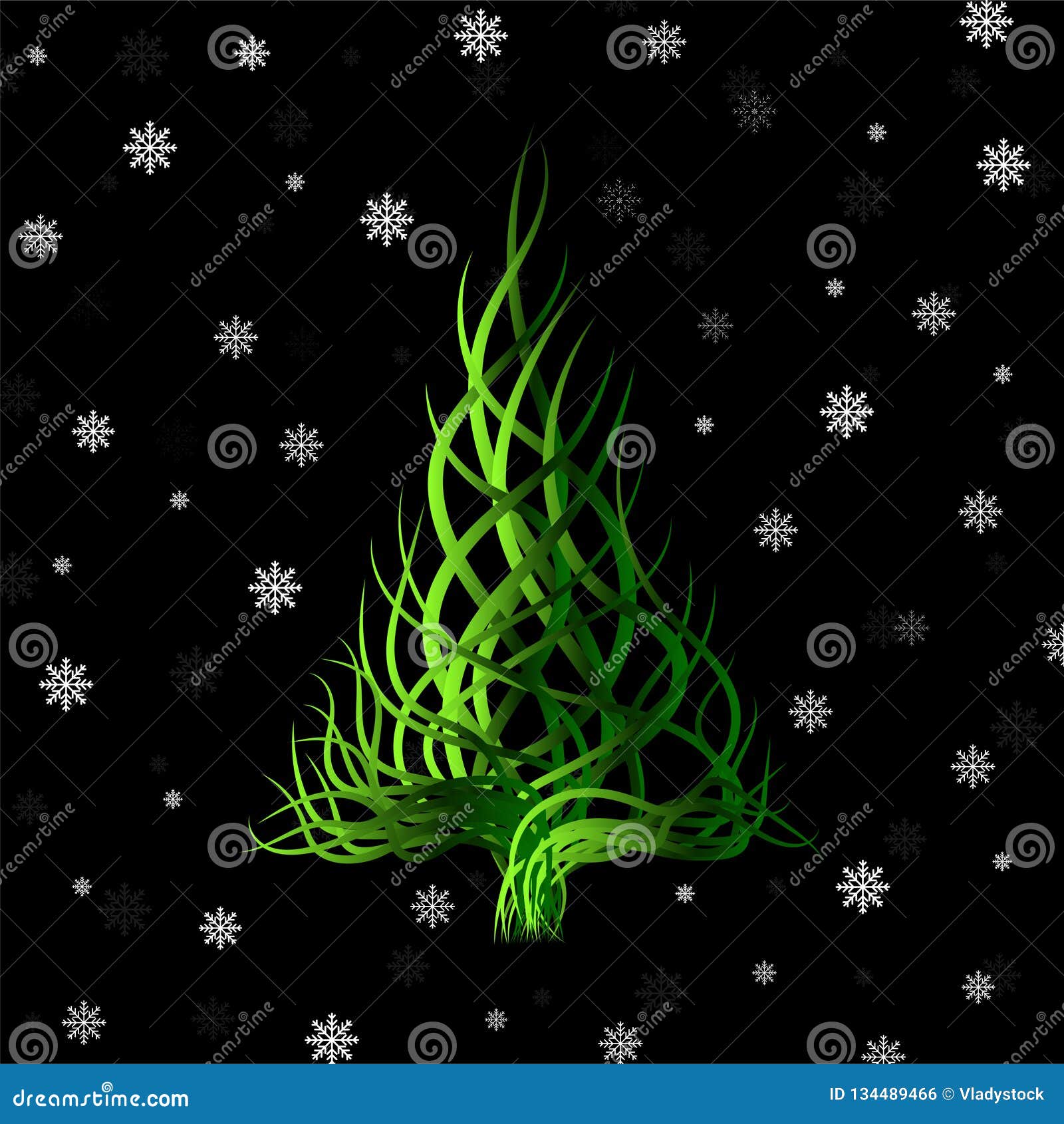 Abstract Christmas Tree of Wavy Lines Stock Illustration - Illustration ...