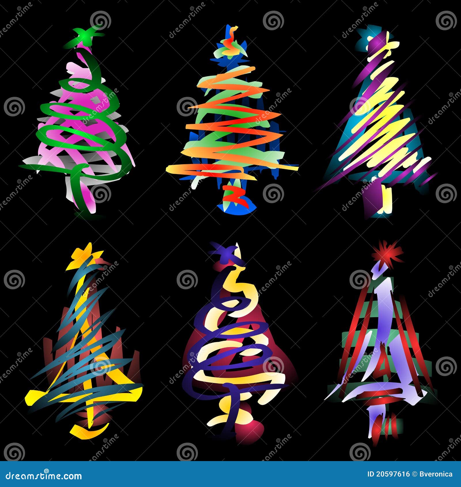 Abstract Christmas Trees stock illustration. Illustration of nature ...