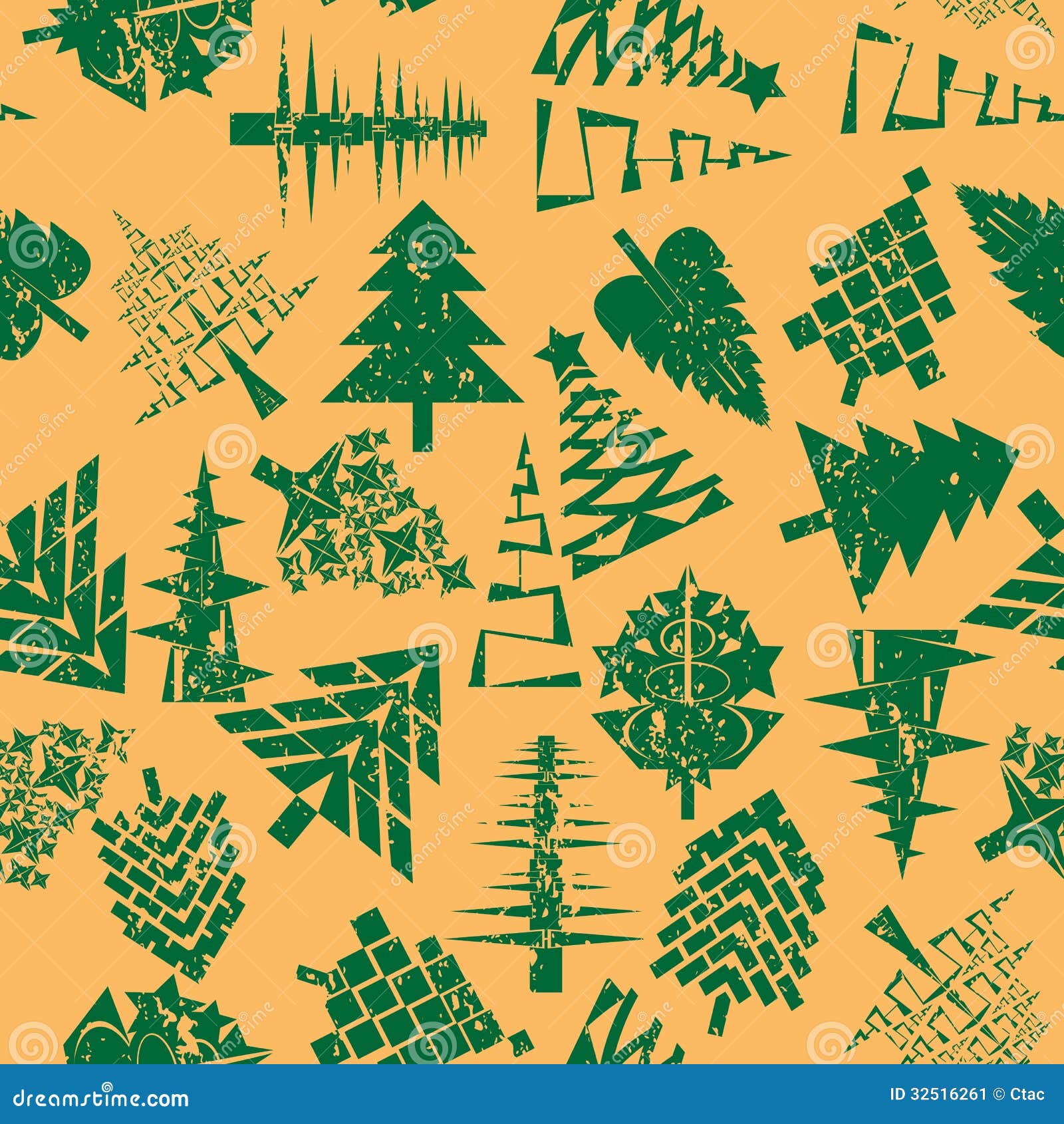 Abstract Christmas Trees Pattern Stock Illustration - Illustration of ...