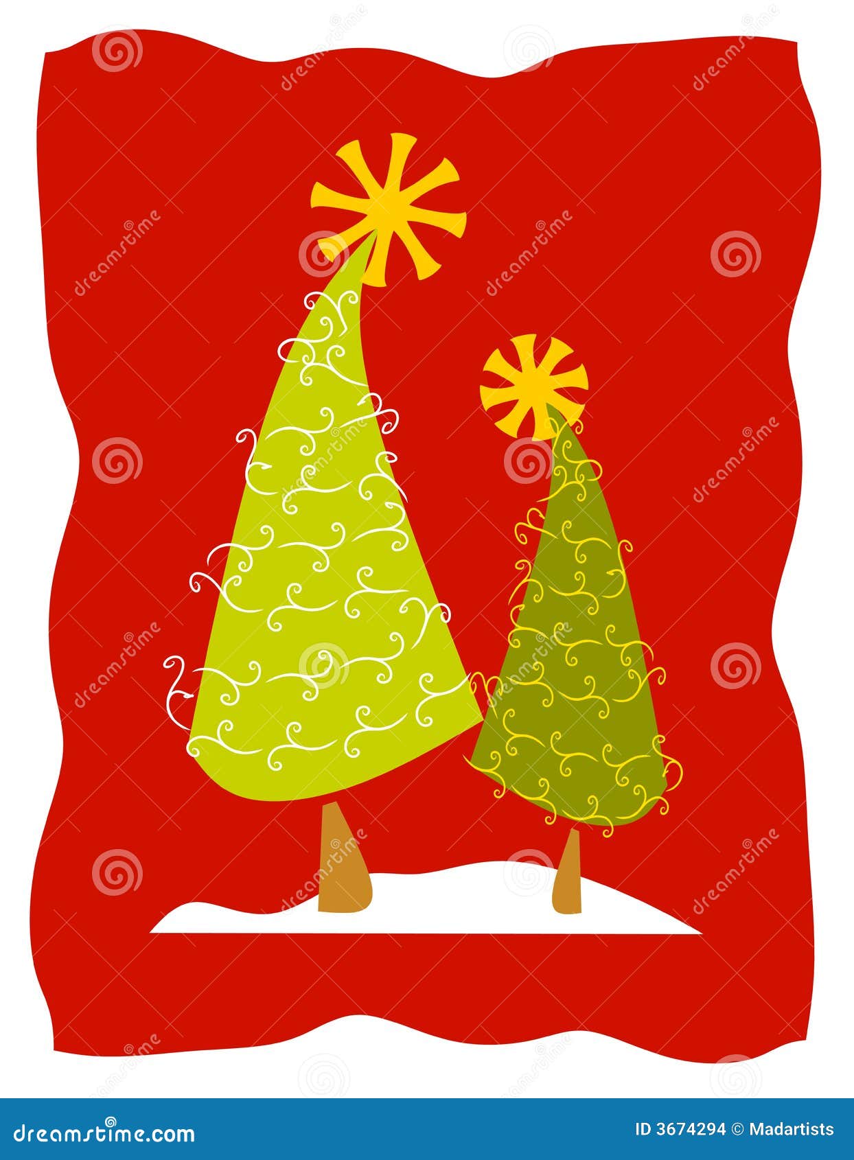 Abstract Christmas Trees in Snow Stock Illustration - Illustration of ...