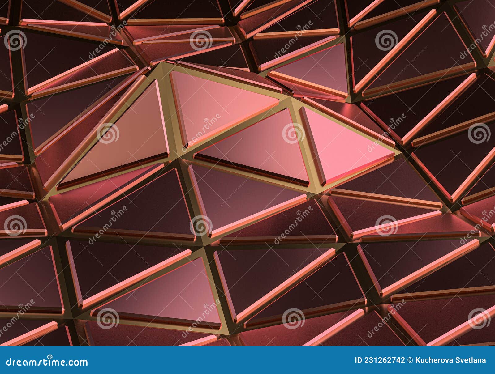 Abstract Chrome Background of Geometric Shapes. Illustration with Metal ...