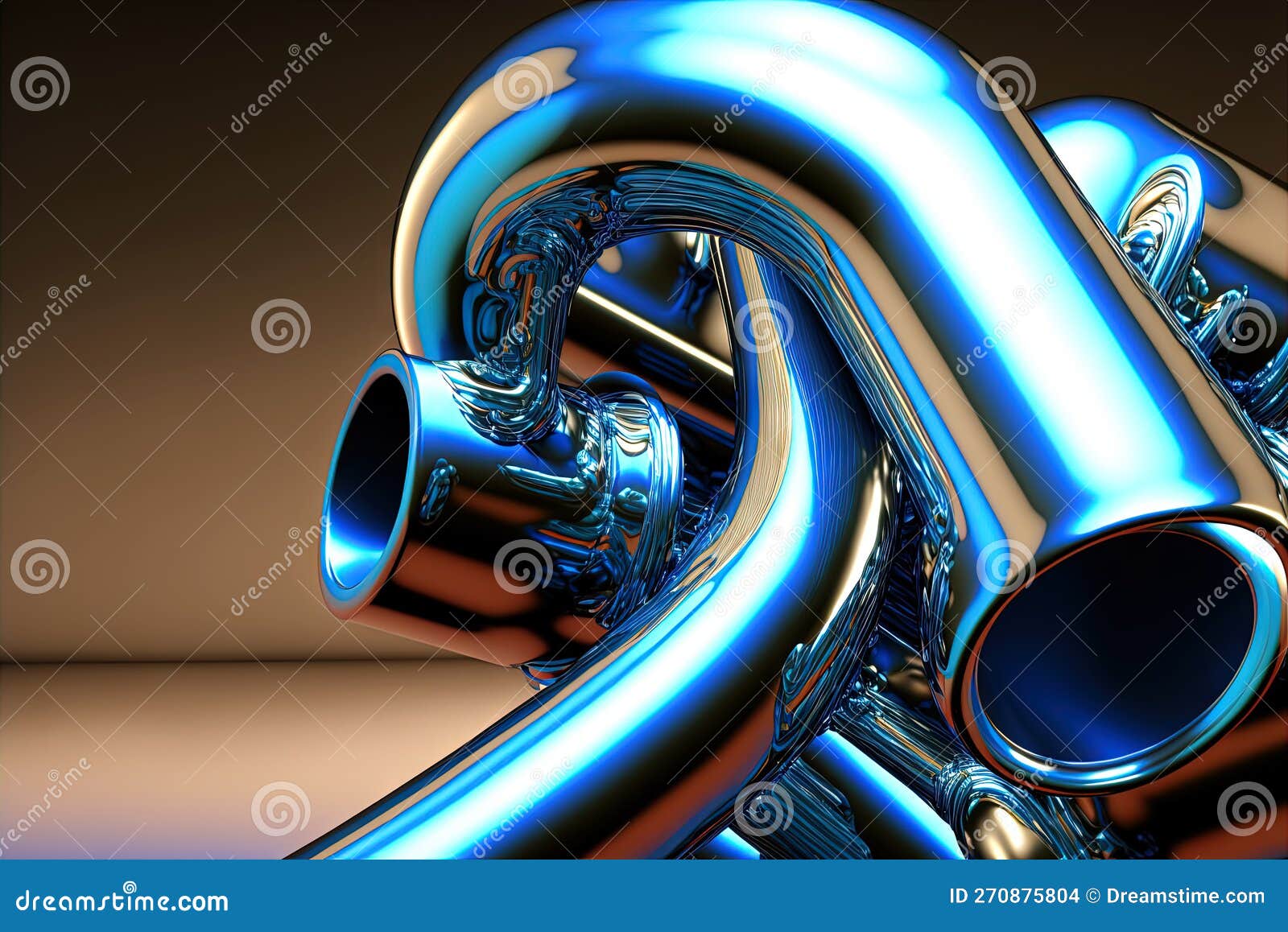 Abstract Chrome Pipes Composition. Industry Themed Background with ...