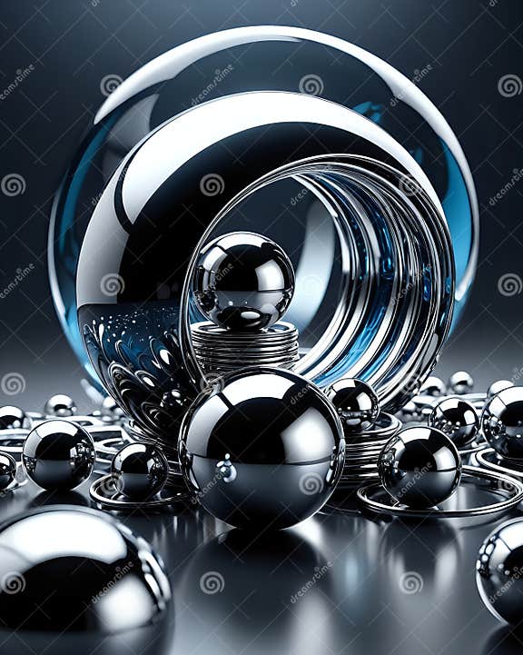 Abstract Chrome Spheres stock illustration. Illustration of chrome ...