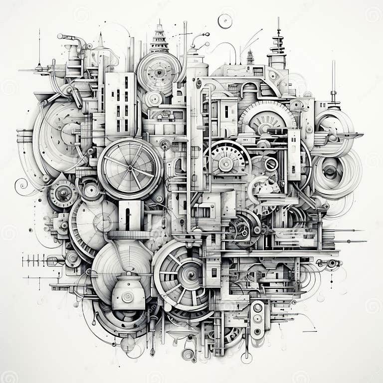 Abstract Cinema Art with Random Pencil Doodle Lines Texture Stock ...