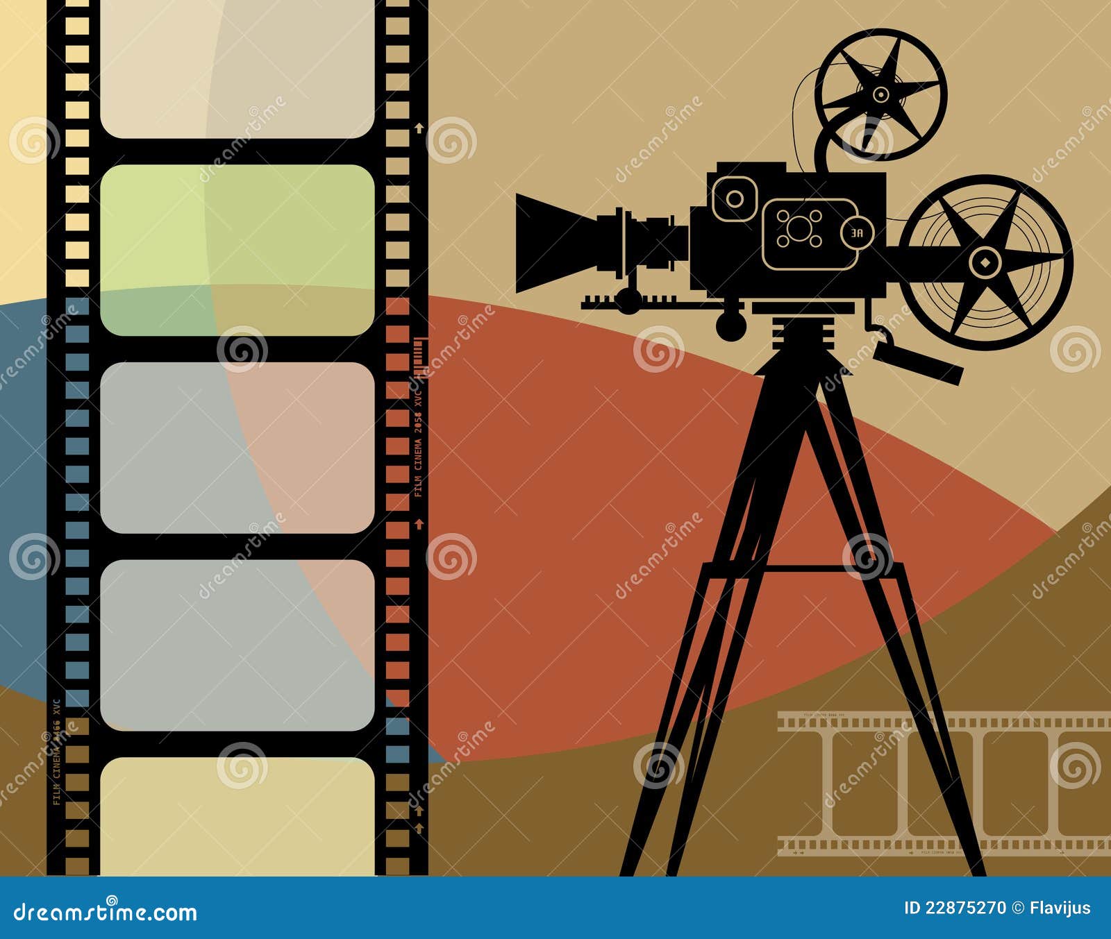 Cinema Background, Movie Time Banner With Retro Camera. Abstract ...