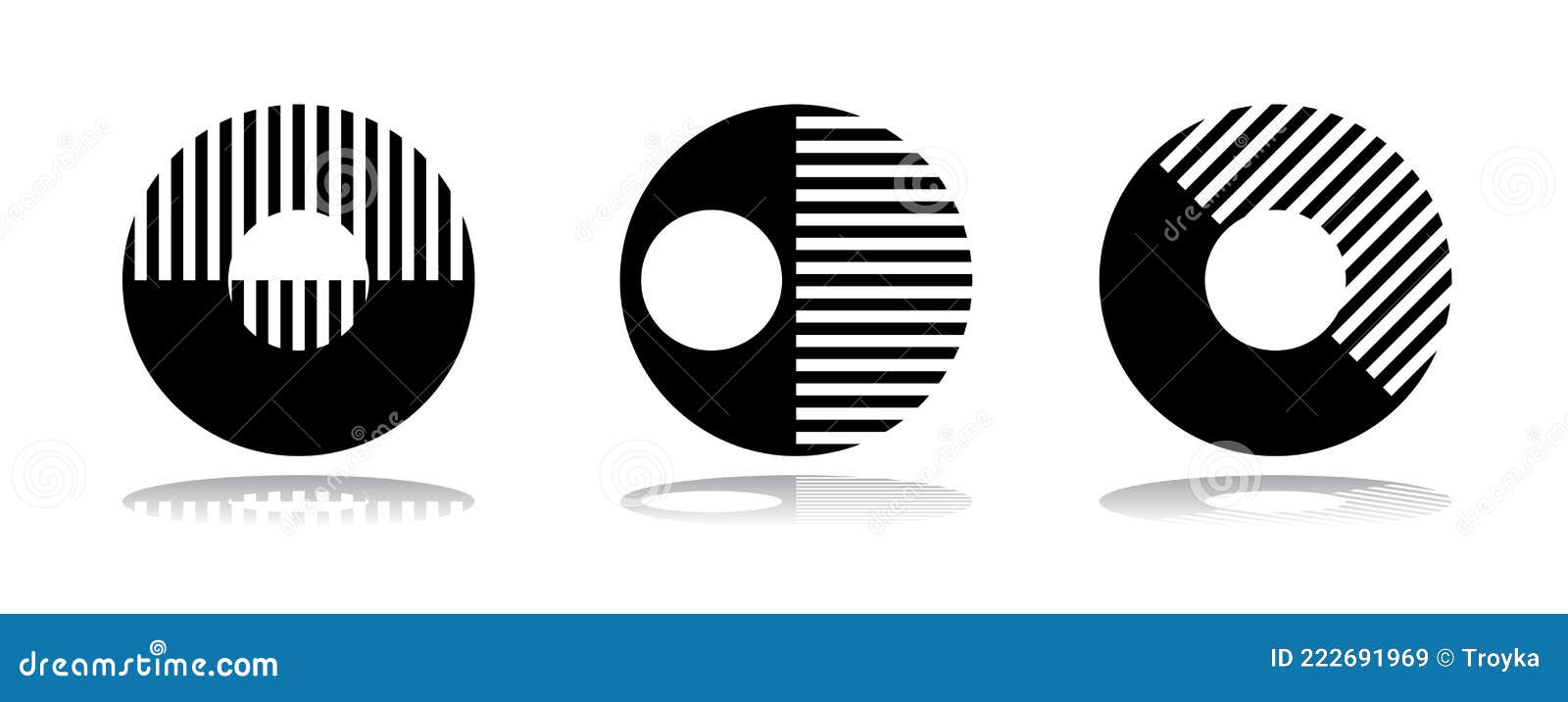 Abstract Circle Black and White Design Elements Set Stock Vector ...