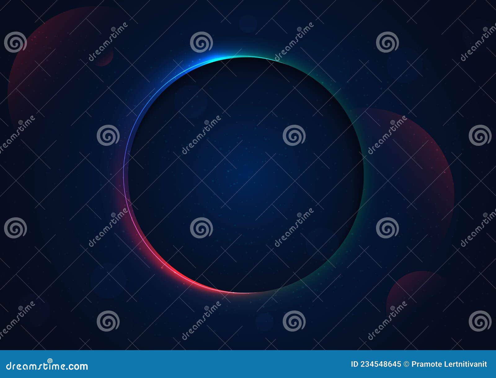 Abstract Circle Deep Dimension on Dark Blue Background with Glowing ...