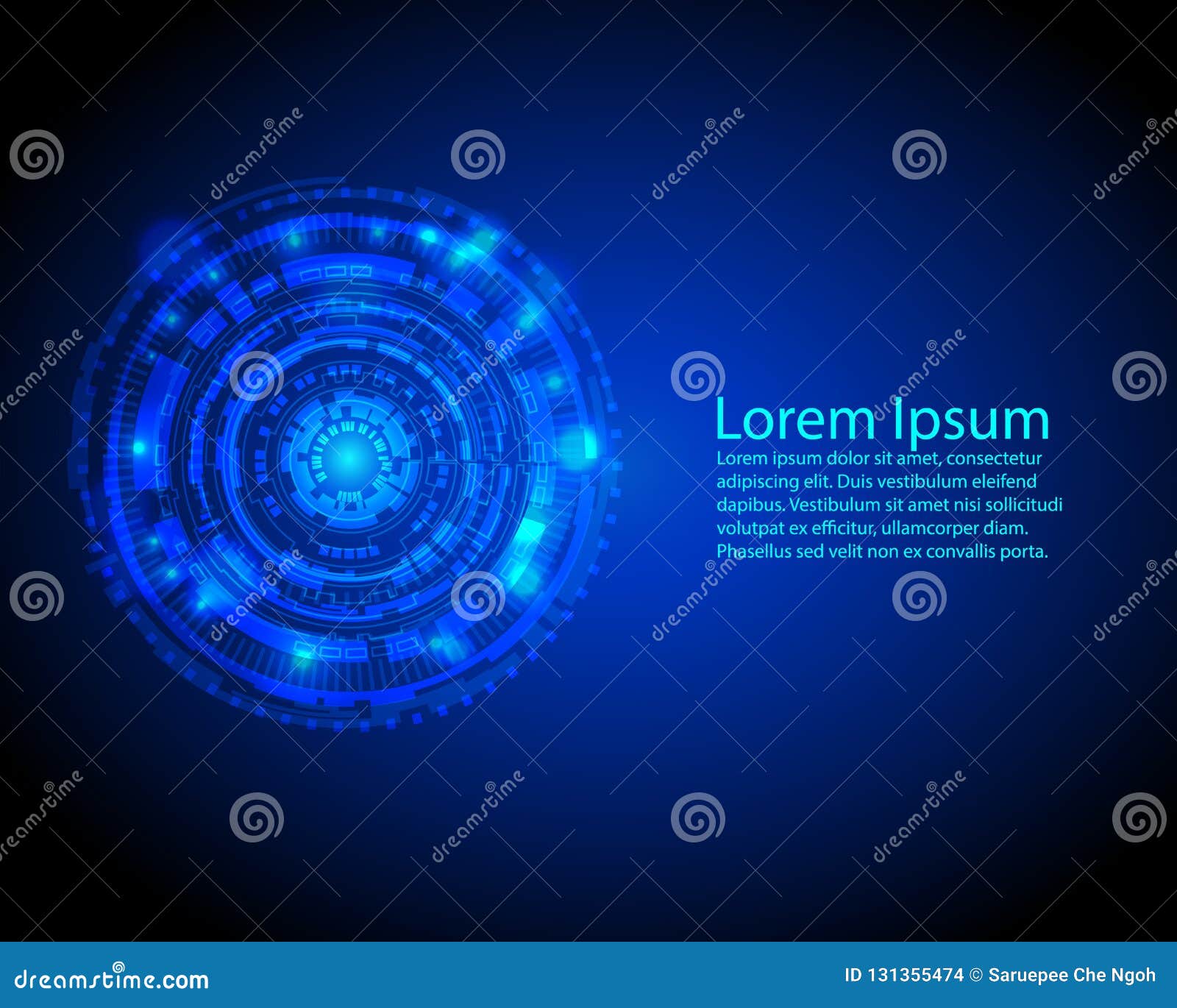 Abstract Circle Digital Technology Background with Back Space ...