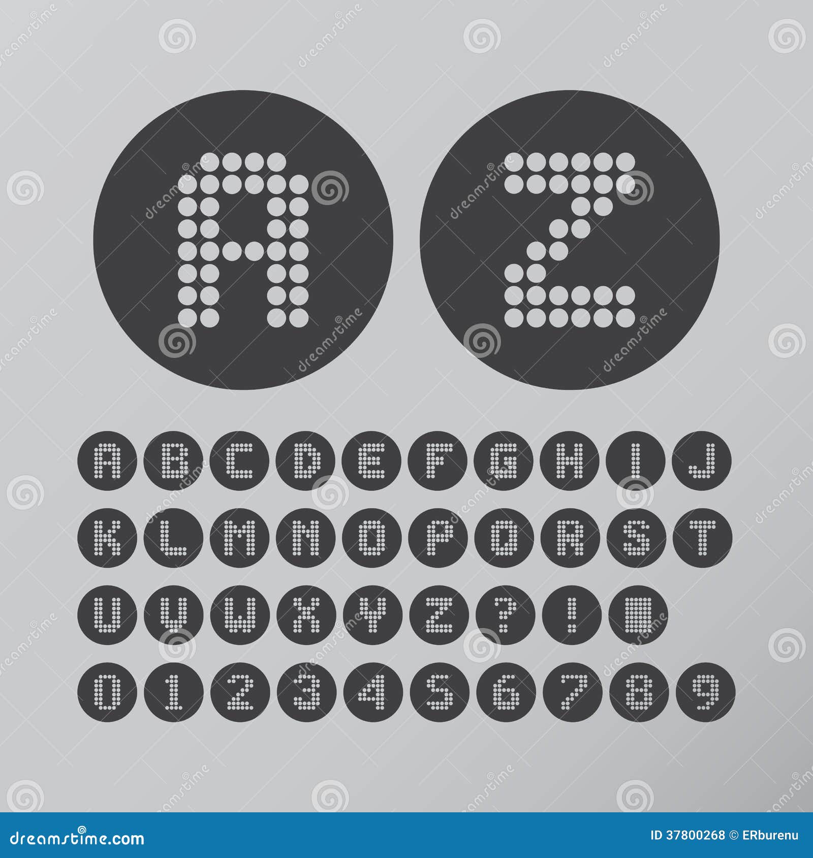 Abstract Circle Dot Font and Numbers Stock Vector - Illustration of ...