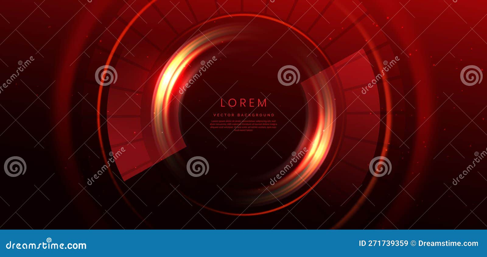 Abstract Circle Element Technology Connection Digital Data on Red ...