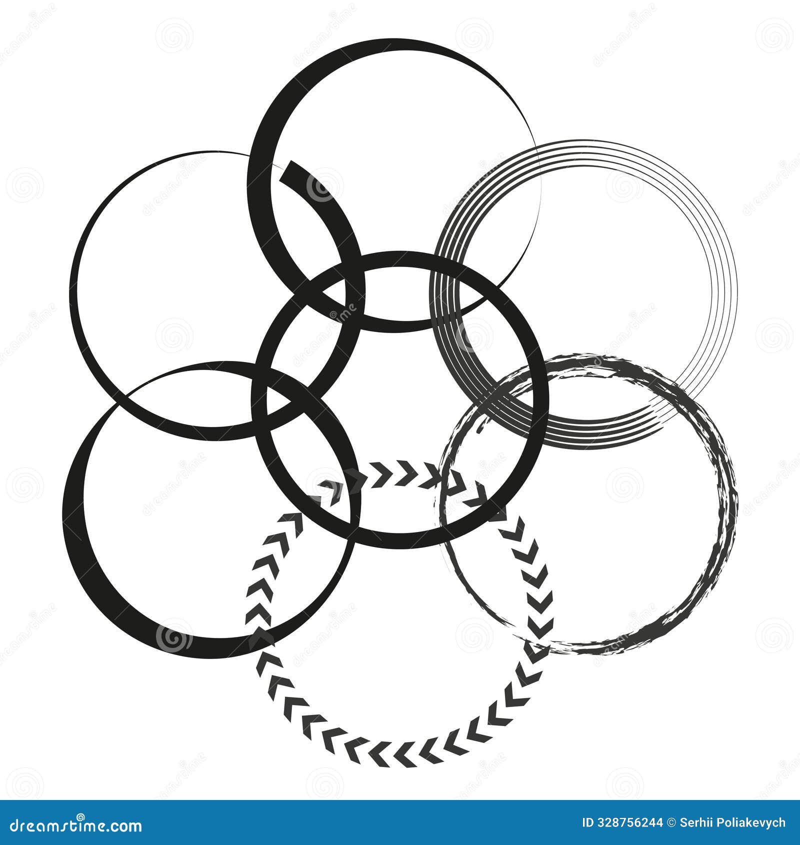 Abstract Circle Elements. Geometric Ring Vector. Black And White Pattern. Modern Circular Shapes ...