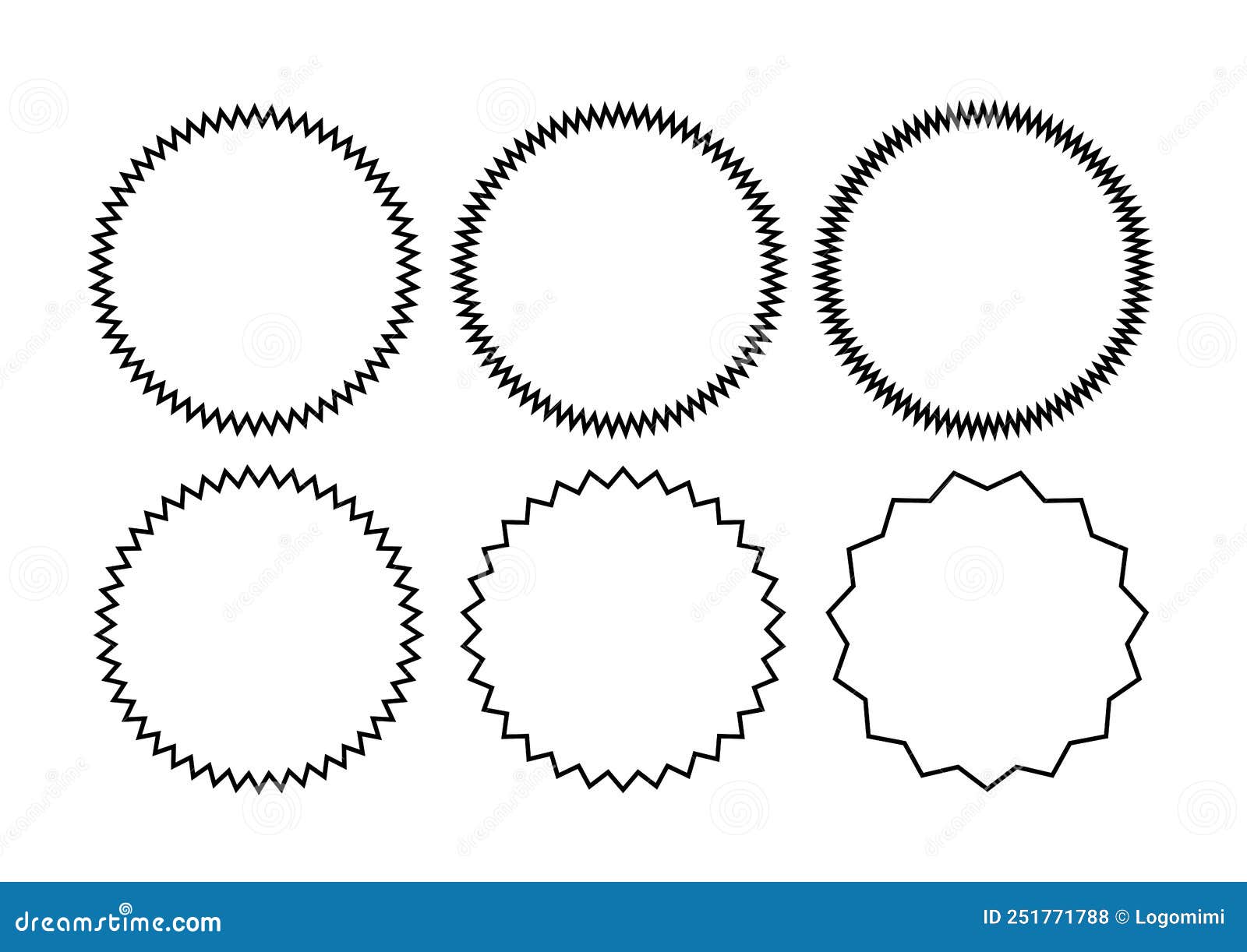 Abstract Circle Frames, Sunburst or Starburst Borders, Line Art Style ...