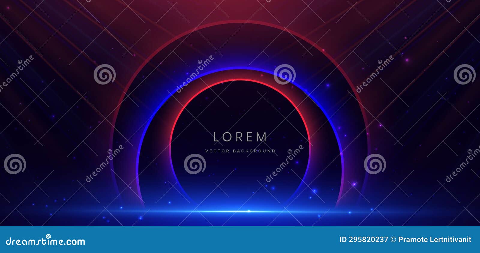 Abstract Circle Glowing Blue and Red Light Ray with Lighting Effect on ...