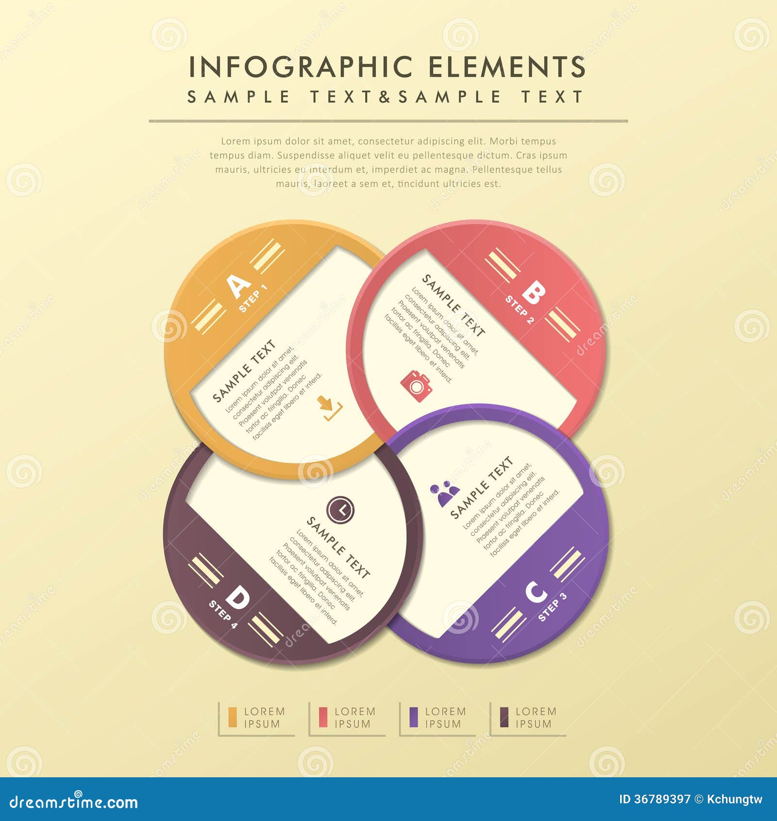 Circle Label Flow Chart Infographic Elements Cartoon Vector ...