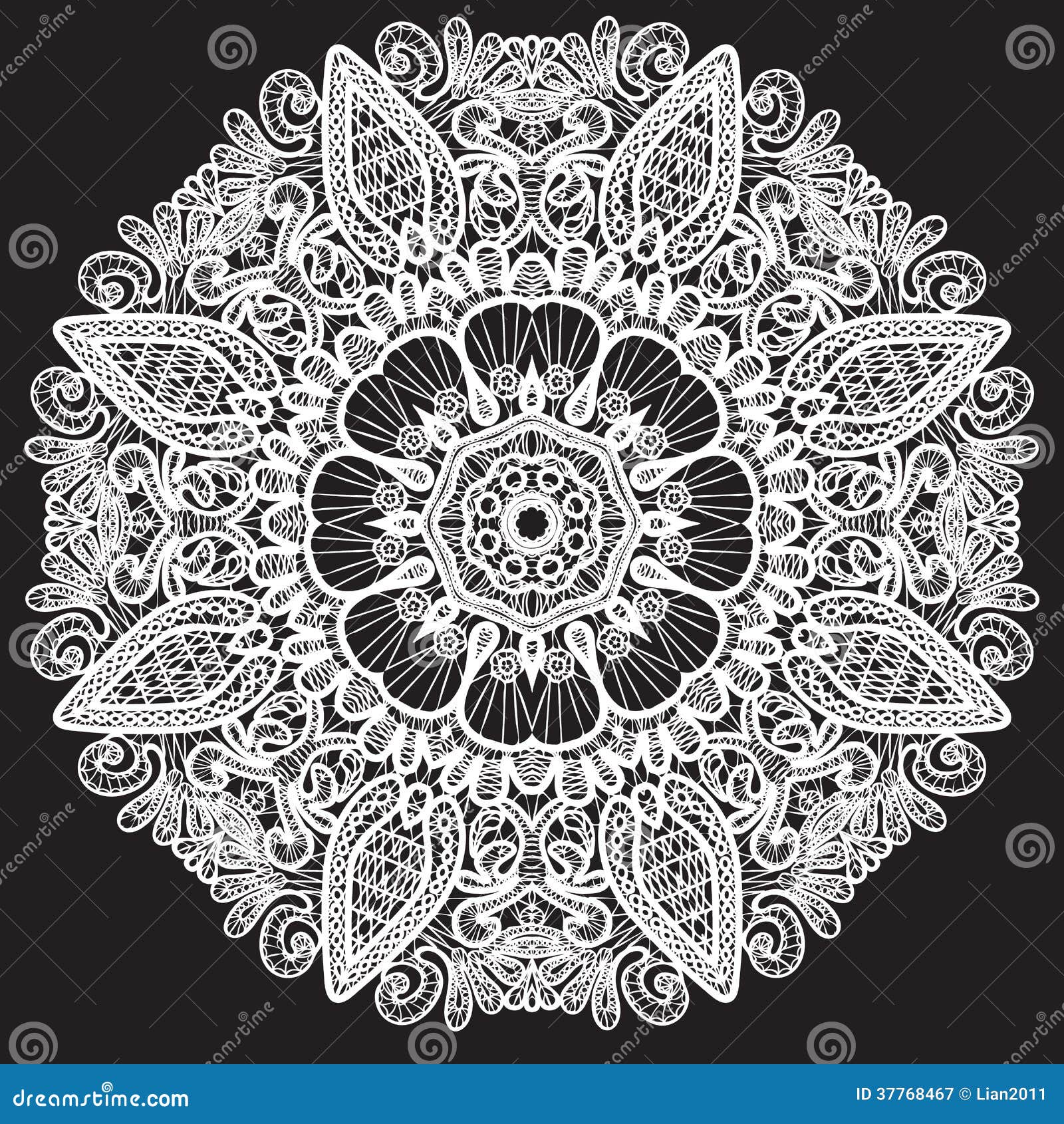 Circle Lace Patterns, Design Elements In Black Outline Design, Gorgeous ...
