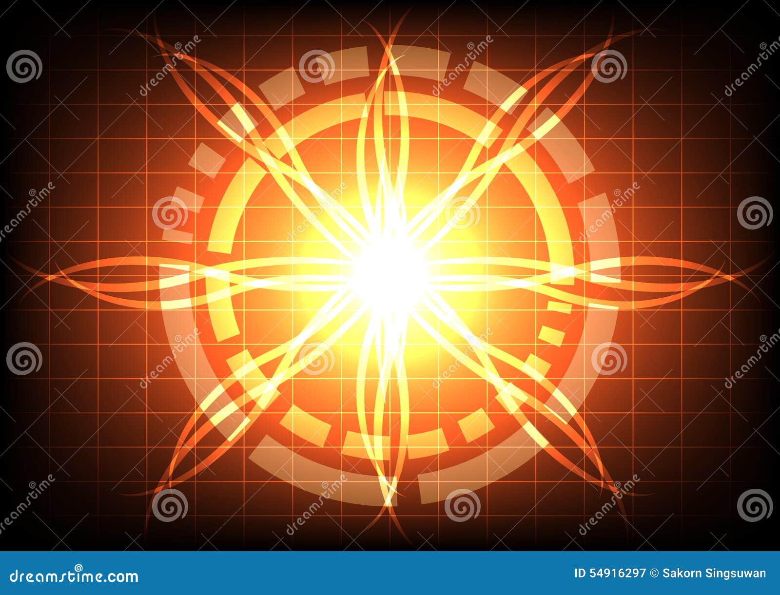Abstract Circle on Orange Light Ray Effect Technology Stock Vector ...