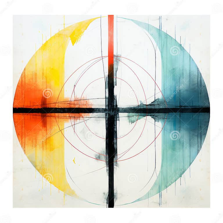 Abstract Circle Painting with Reflections and Mirroring Stock ...