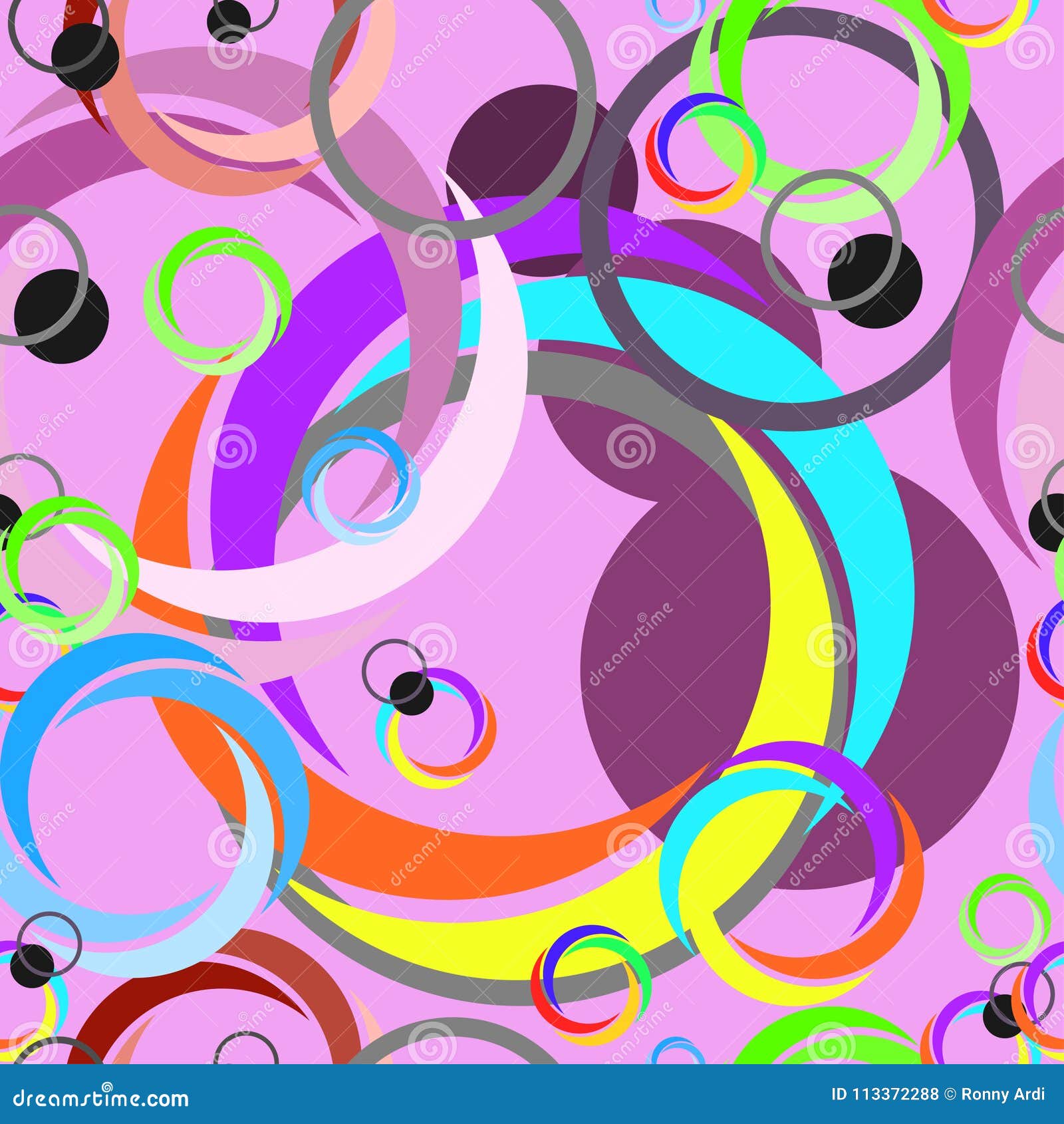 Abstract Circle Pattern Seamless With Random Color Stock Vector