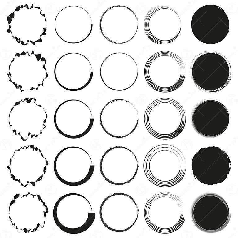 Abstract Circle Patterns. Black and White. Artistic Circular Designs ...