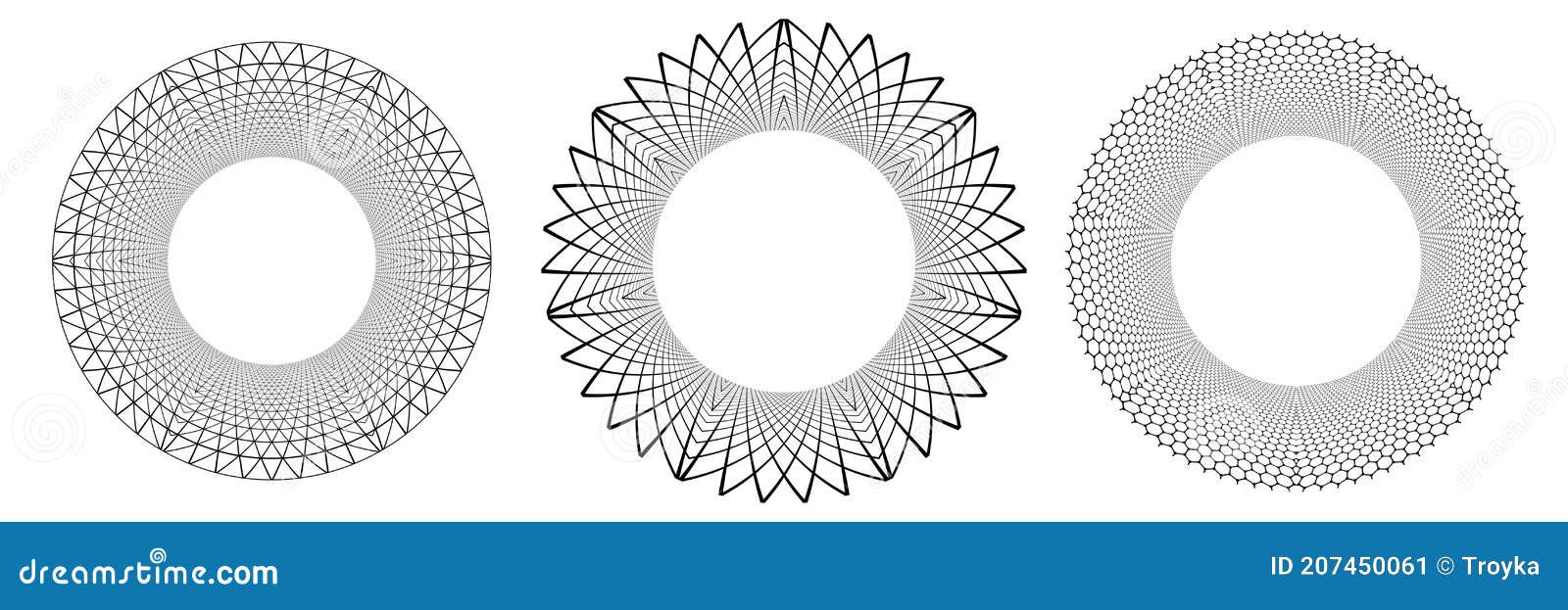 Circle Patterns for Round Frame. Design Elements Set Stock Vector ...