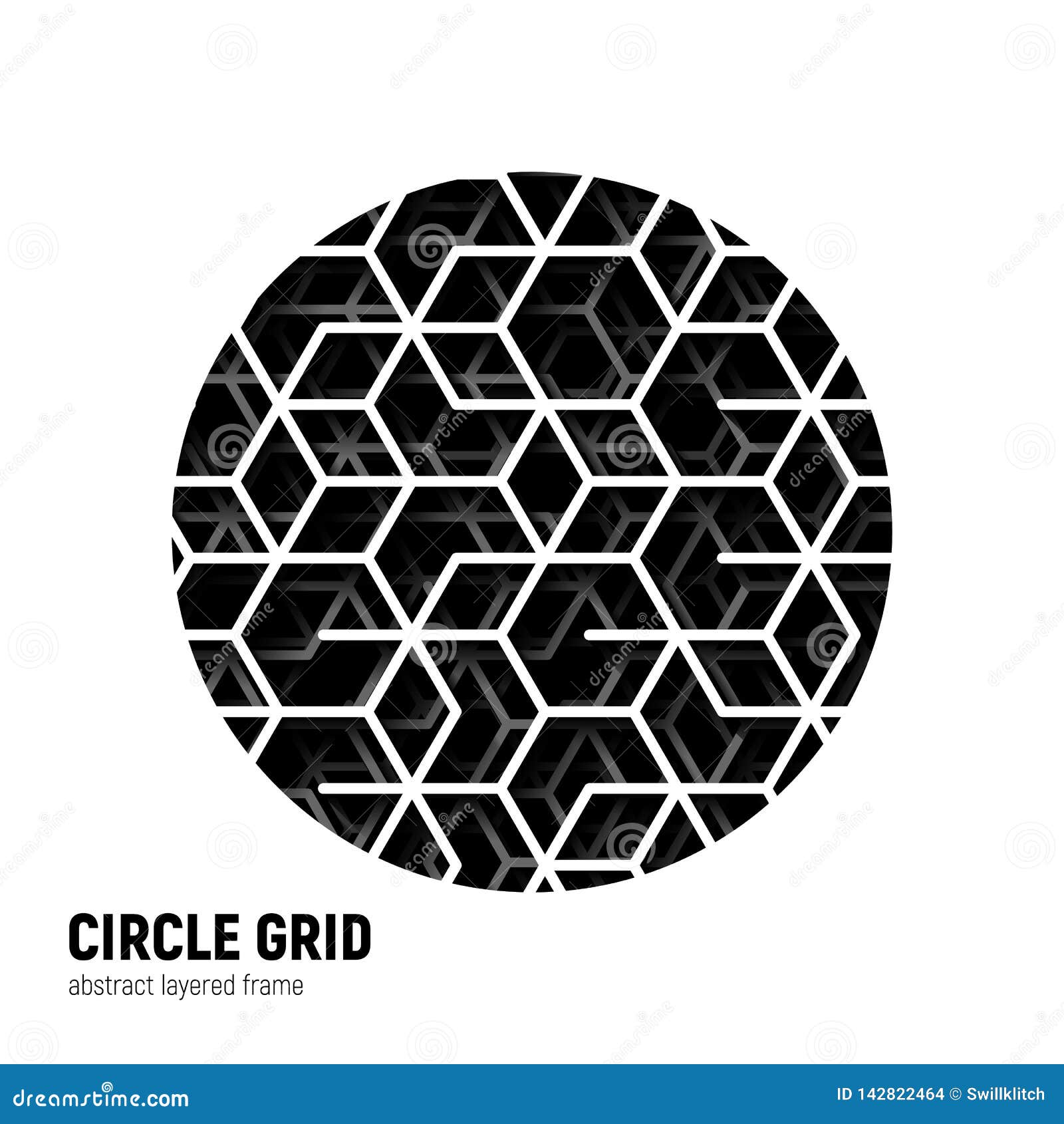 Abstract Circle Shape with Layered Lines Triangular Grid and Shadow ...