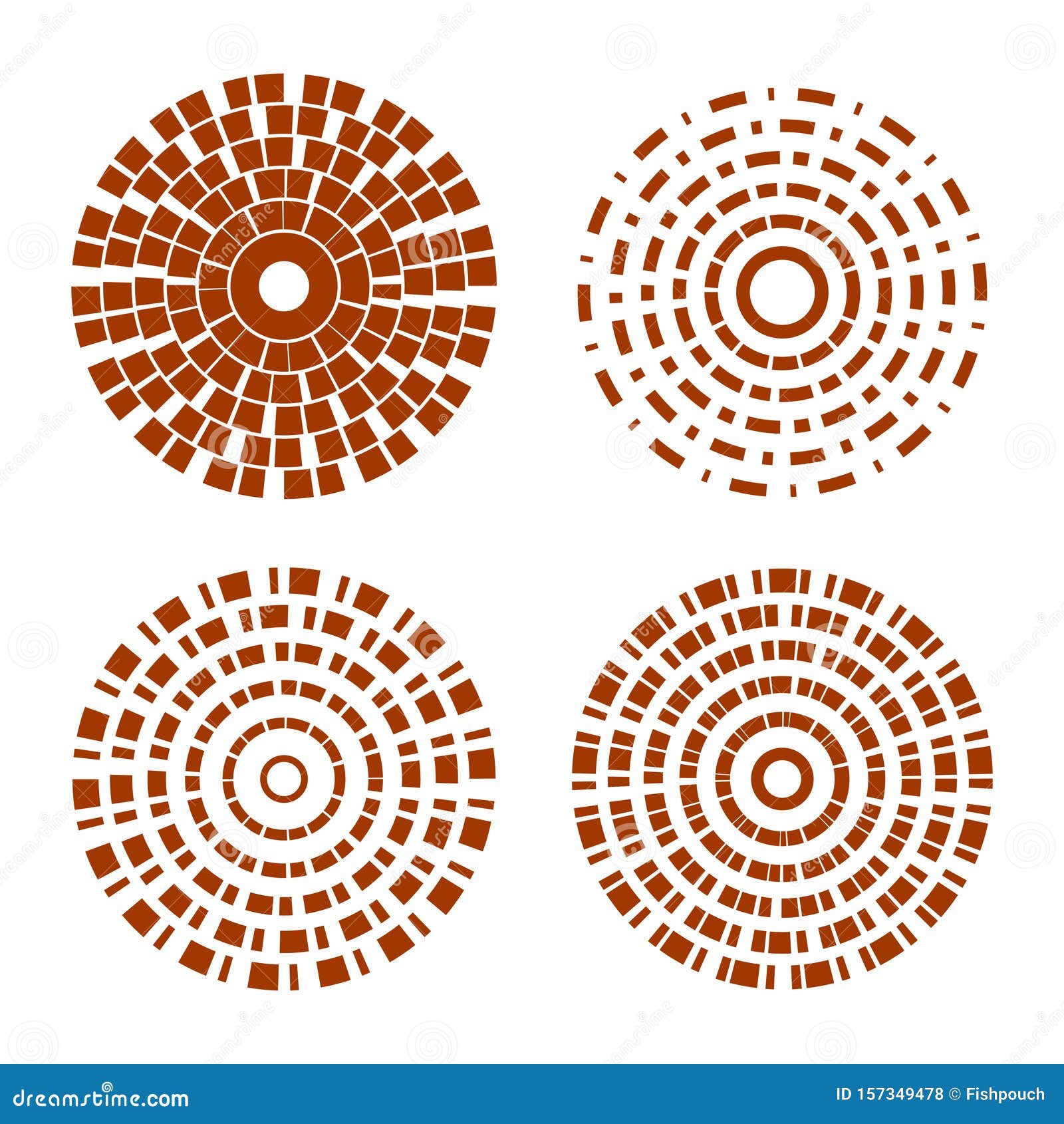 Abstract Circle Shapes with Dashed Lines Vector Set. Stock Vector ...