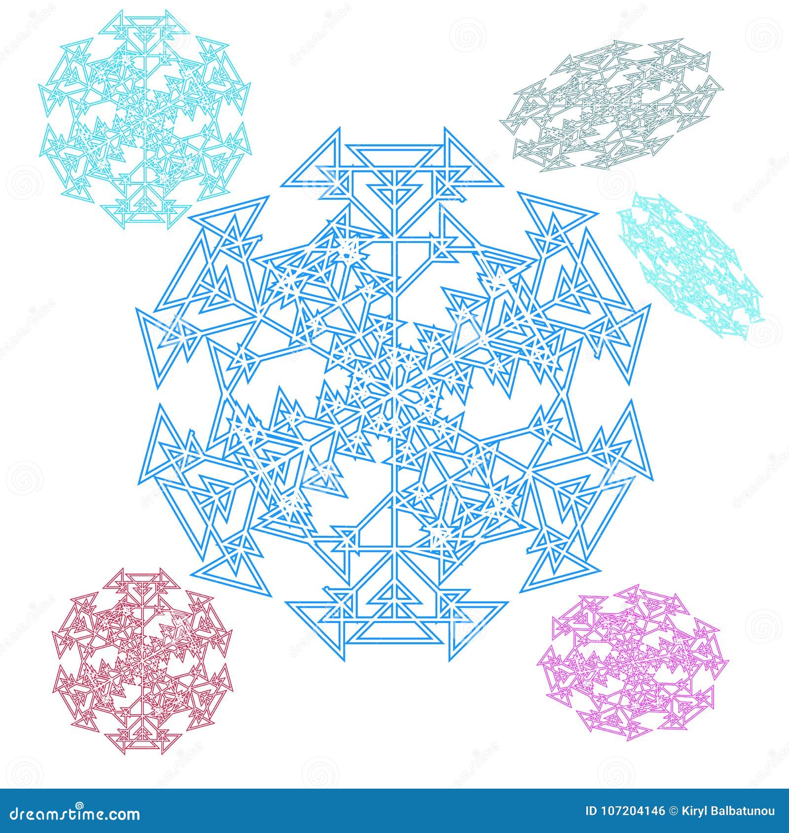 Abstract Circle, Snowflake from Triangles. Beautiful Set Stock Vector ...